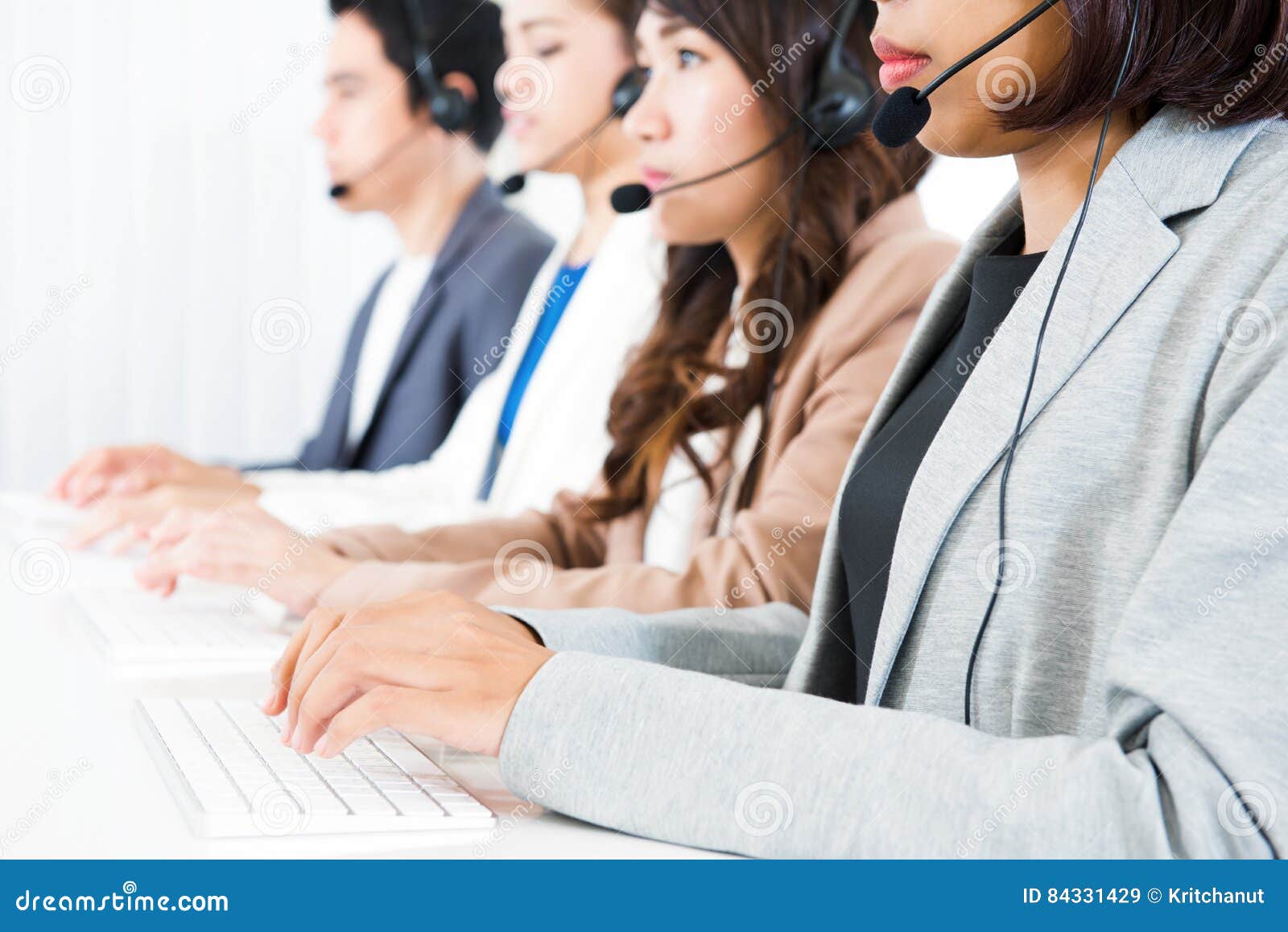 Call Center Operator or Telemarketer Team Stock Image - Image of ...