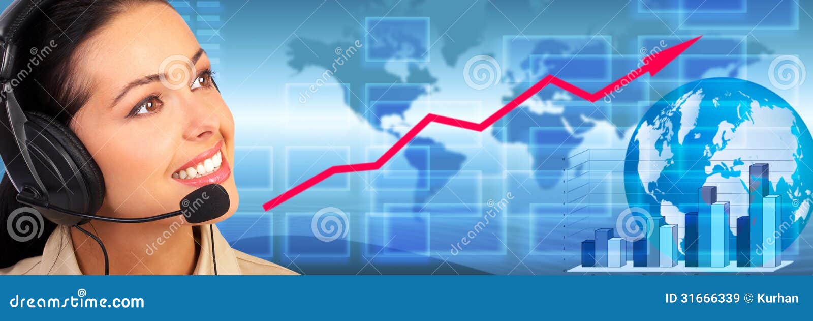 Call Center Operator Woman. Stock Image - Image of connection, economy ...