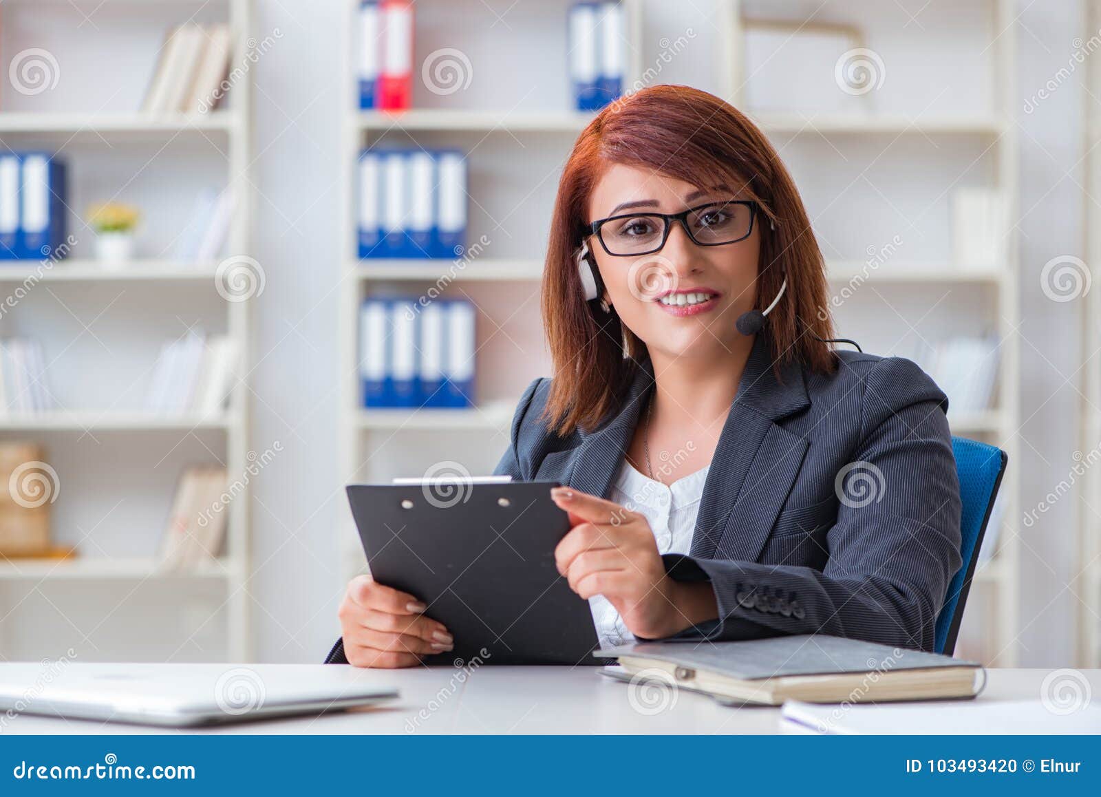 The Call Center Operator Working with Clients Stock Photo - Image of ...