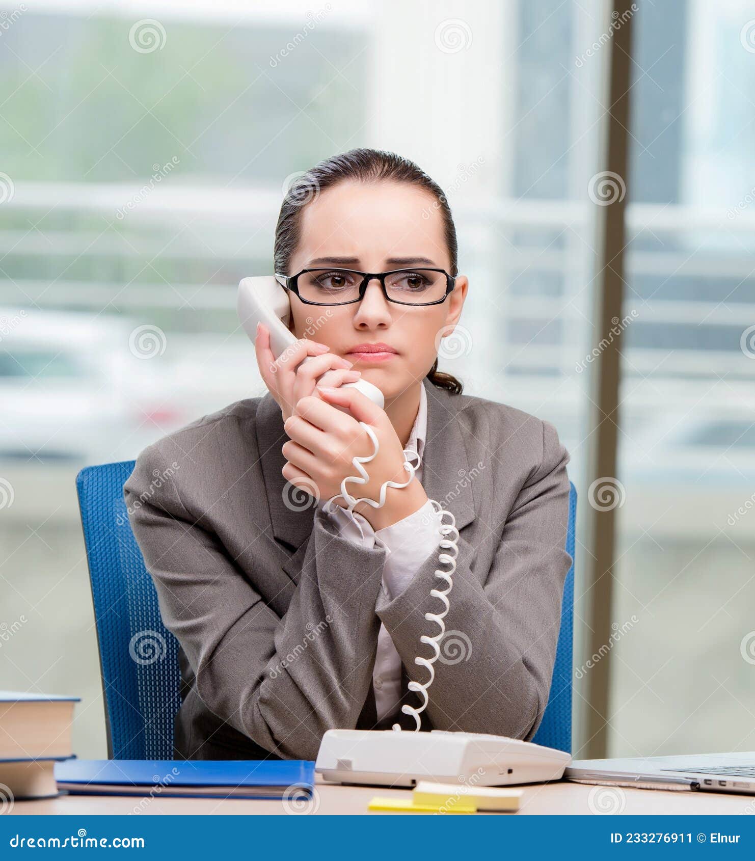 Call Center Operator Working at Her Desk Stock Image - Image of ...