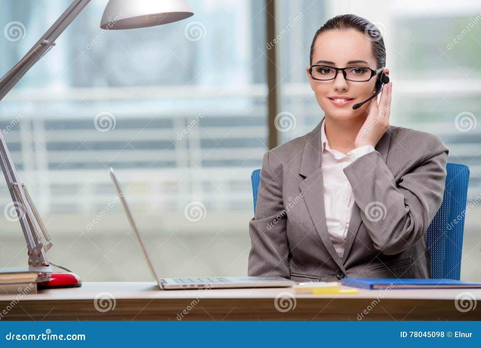 The Call Center Operator Working at Her Desk Stock Photo - Image of ...