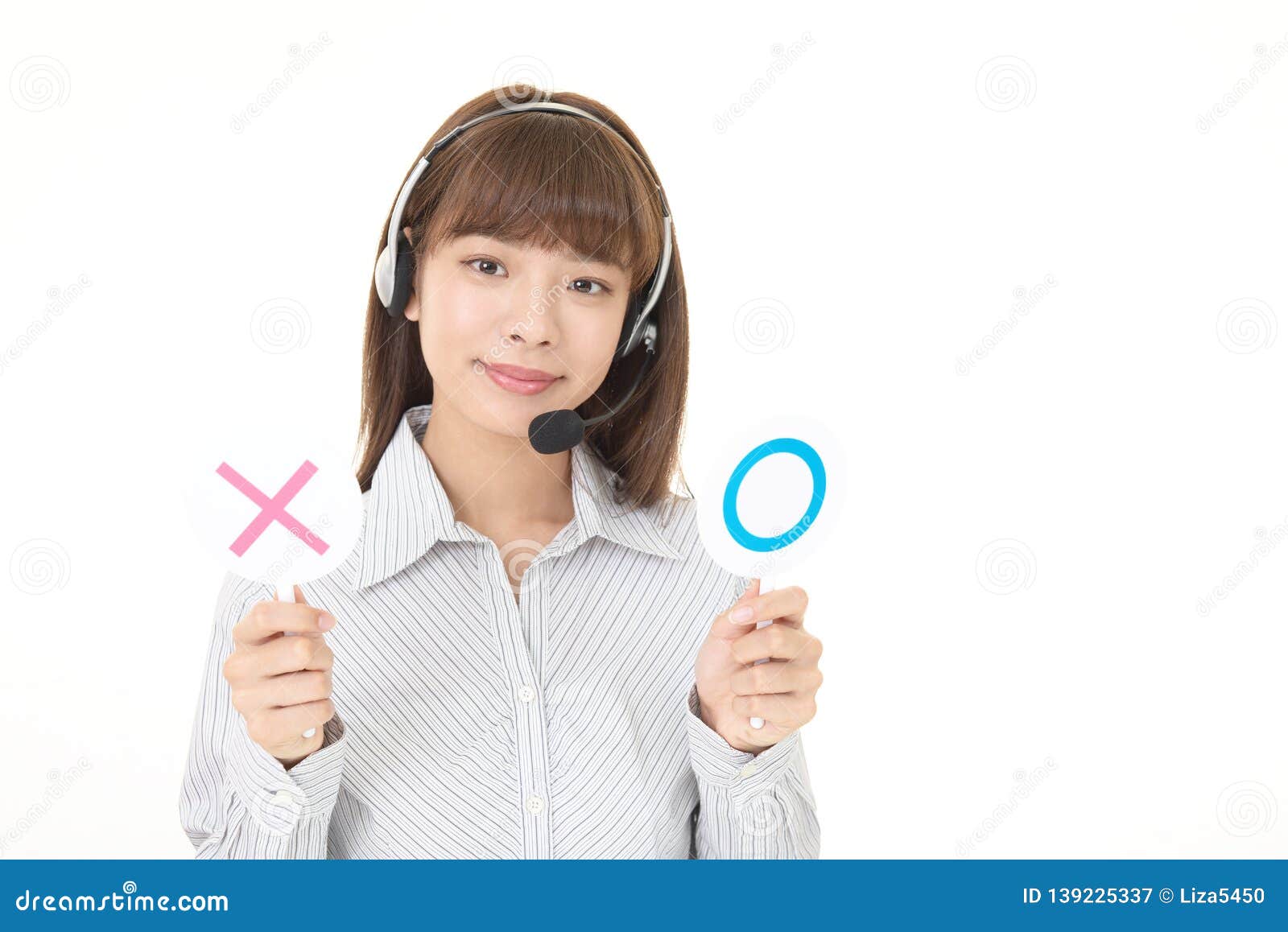 Call Center Operator with a Yes or No Sign Stock Image - Image of ...