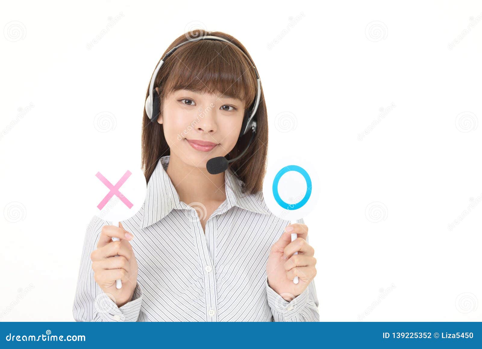 Call Center Operator with a Yes or No Sign Stock Photo - Image of ...