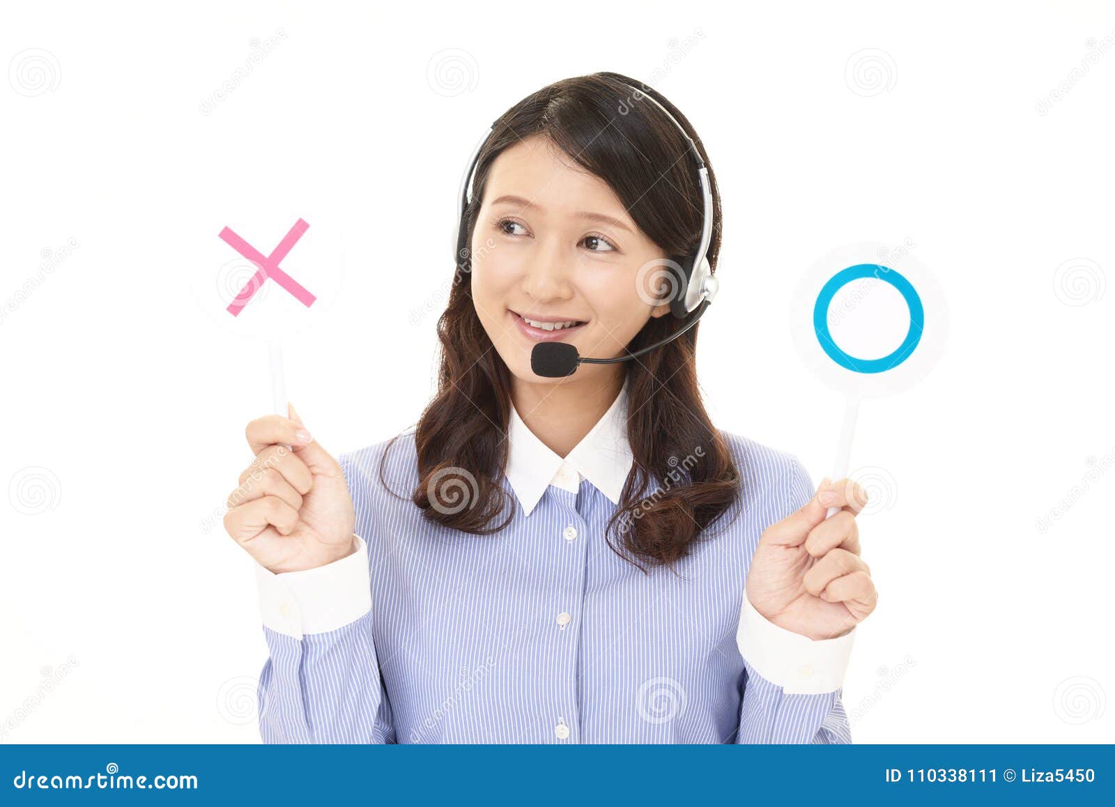 Call Center Operator with a Yes or No Sign Stock Image - Image of japan ...