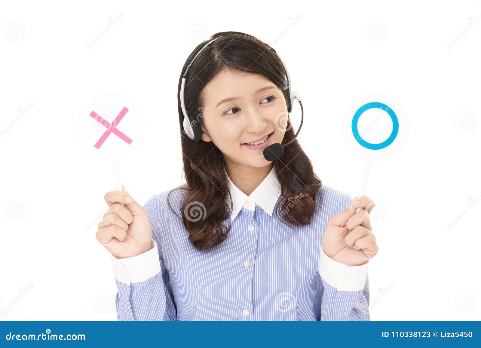 Call Center Operator with a Yes or No Sign Stock Image - Image of ...