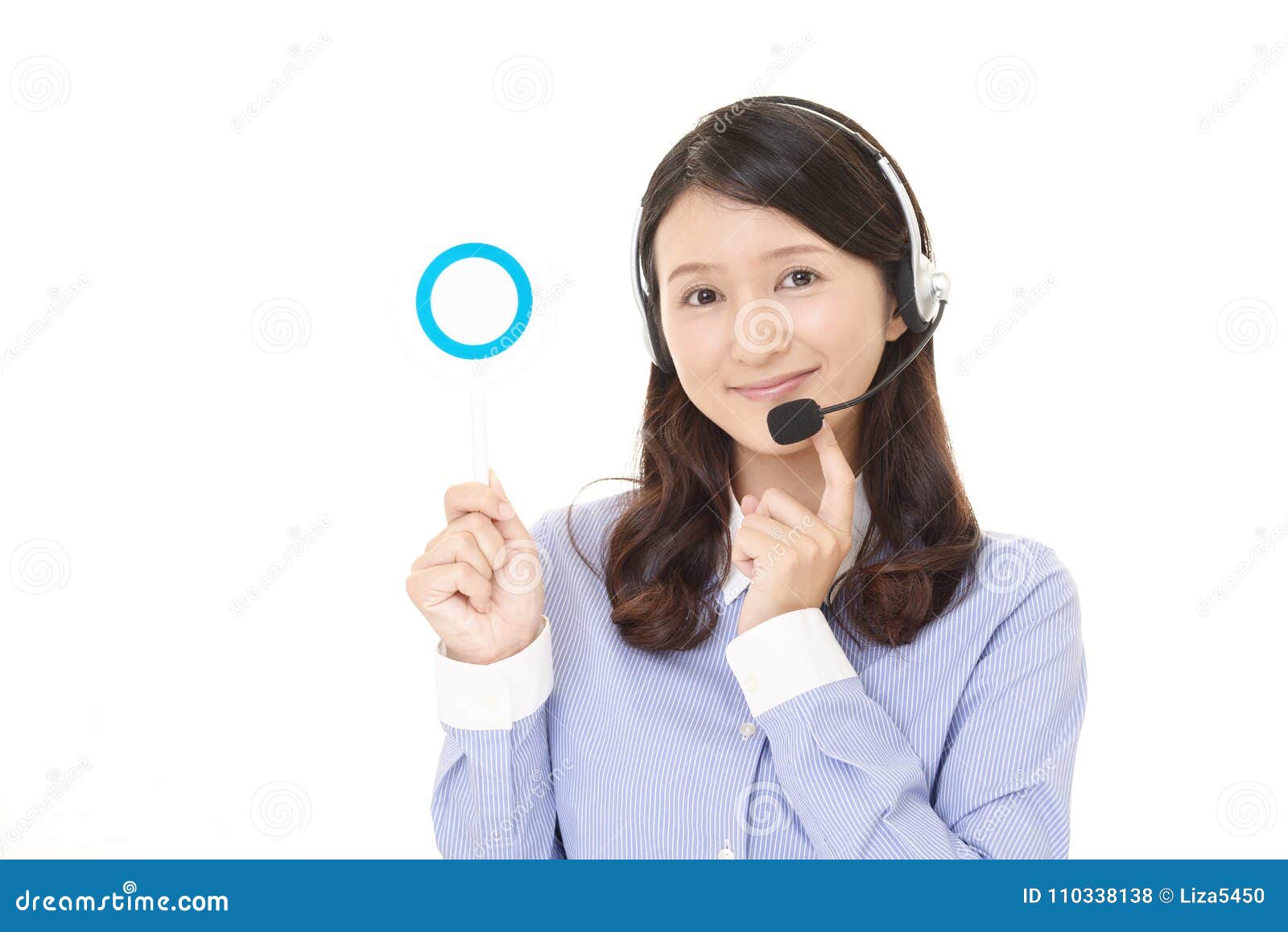 Call Center Operator with a Yes Sign Stock Photo - Image of headset ...