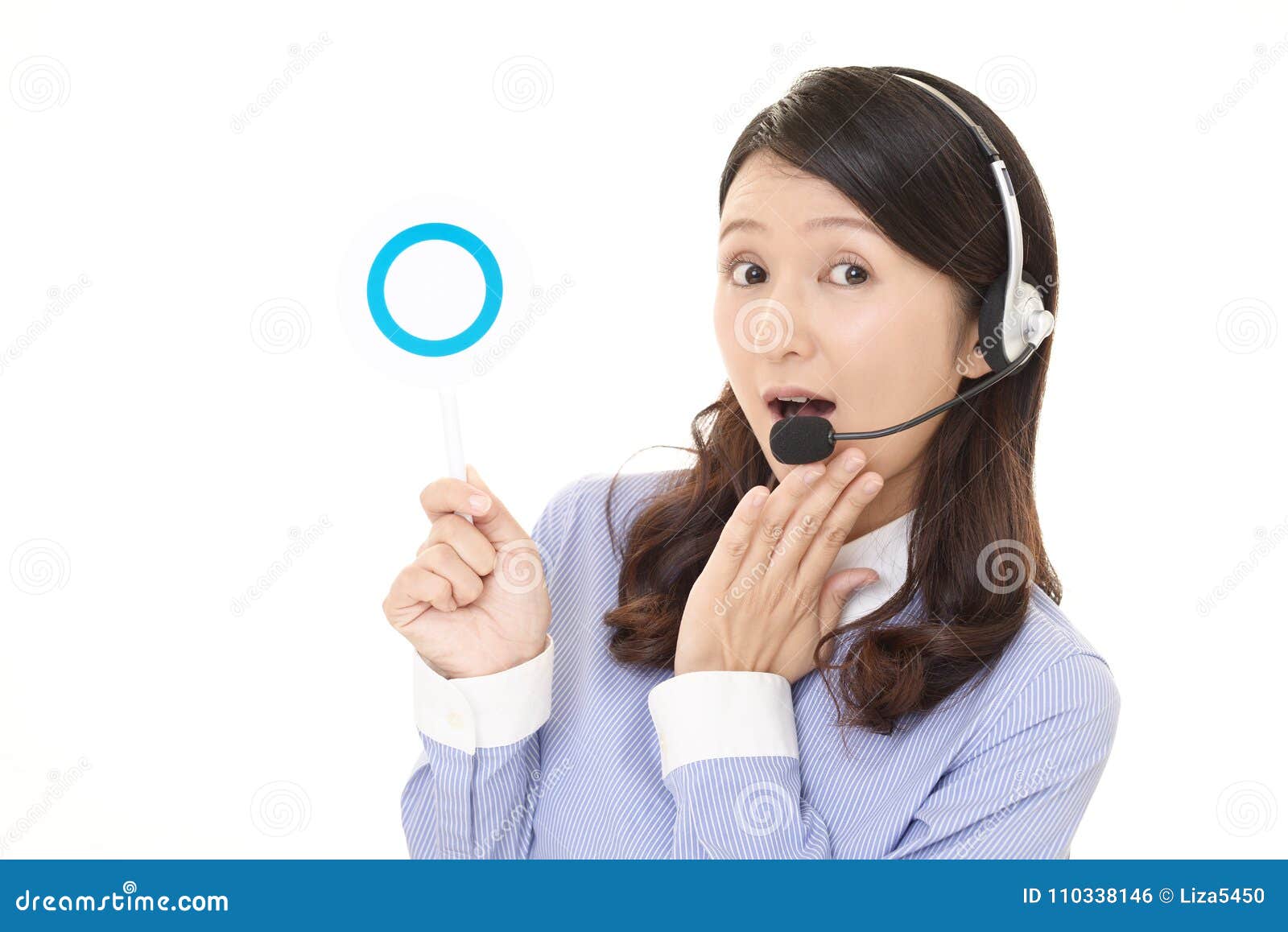 Call Center Operator with a Yes Sign Stock Photo - Image of ...