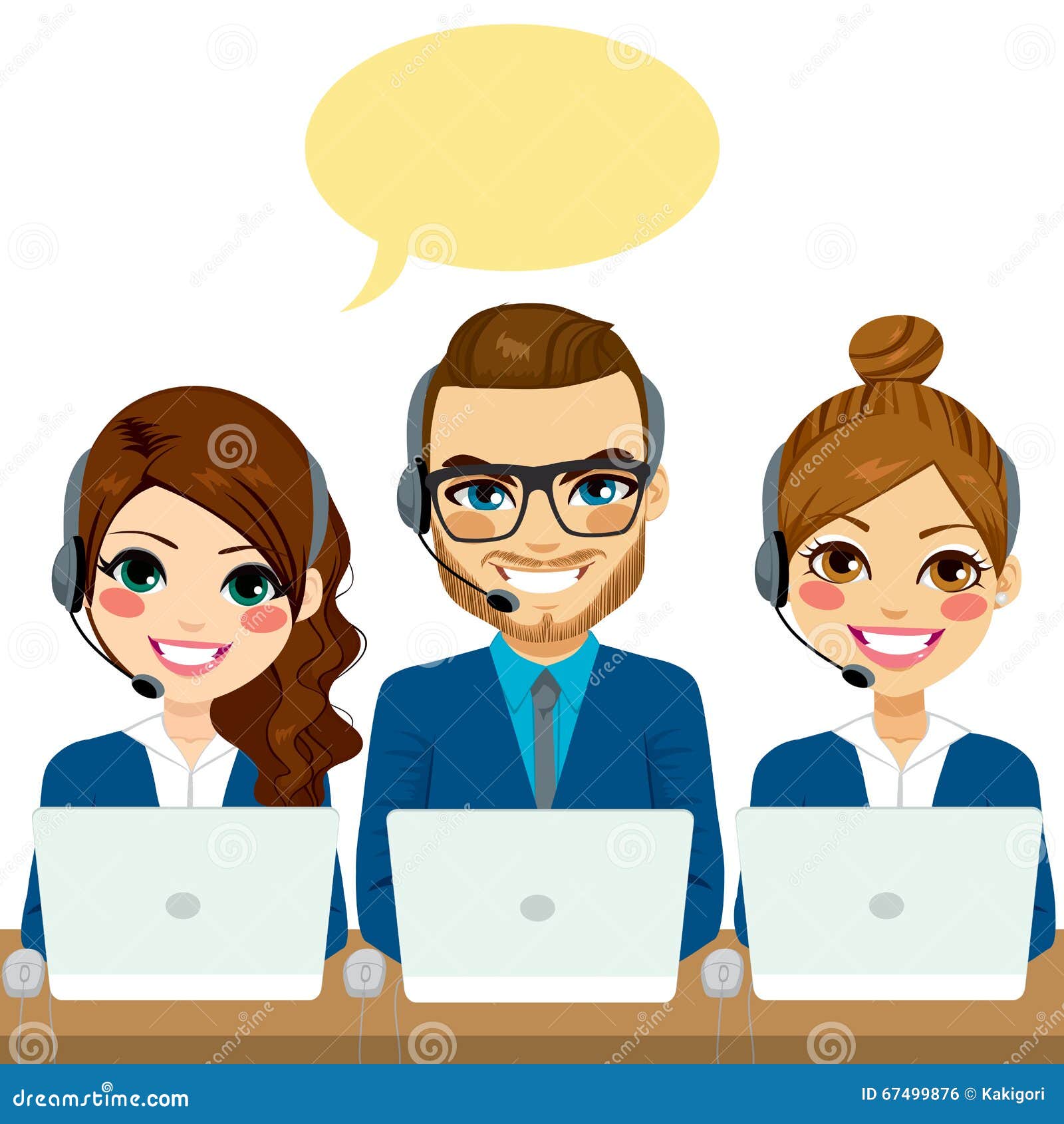 Call Center Operators stock vector. Illustration of contact - 67499876