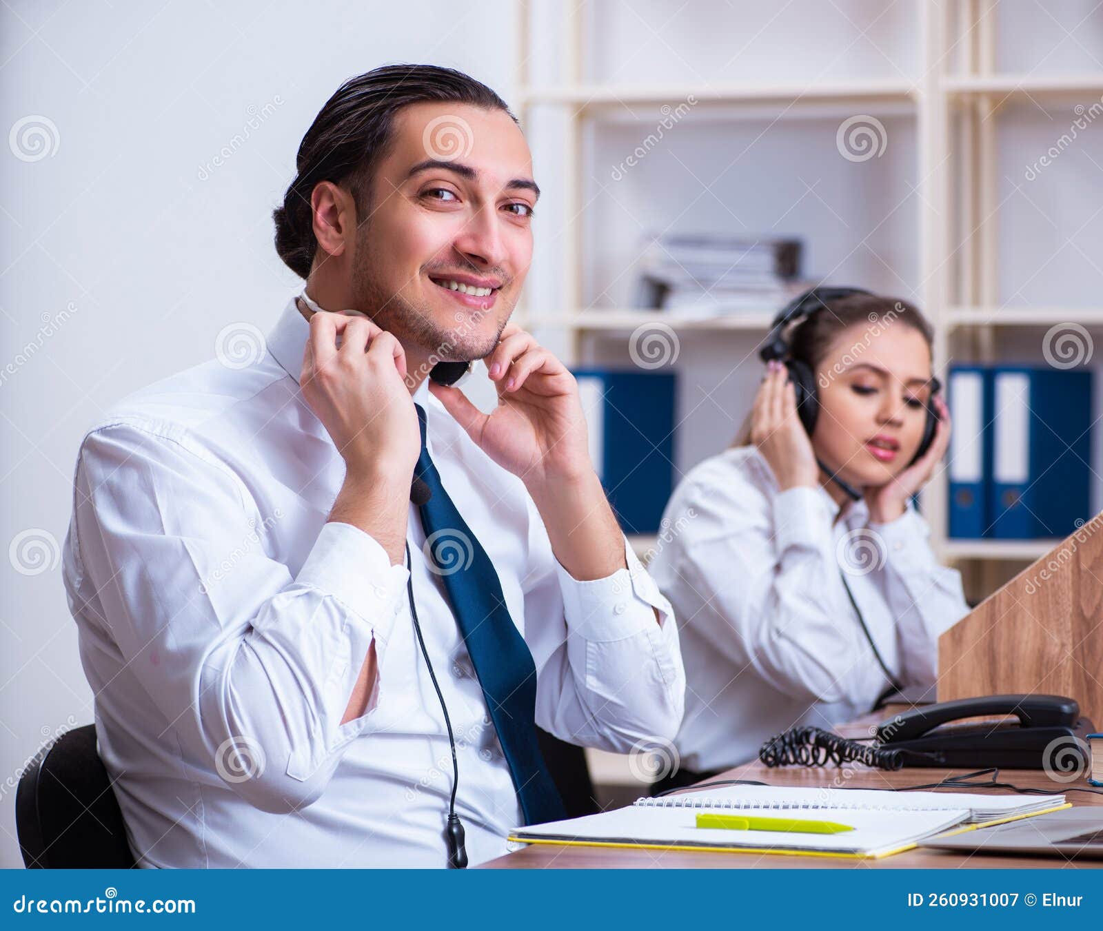 Call Center Operators Working in the Office Stock Image - Image of ...