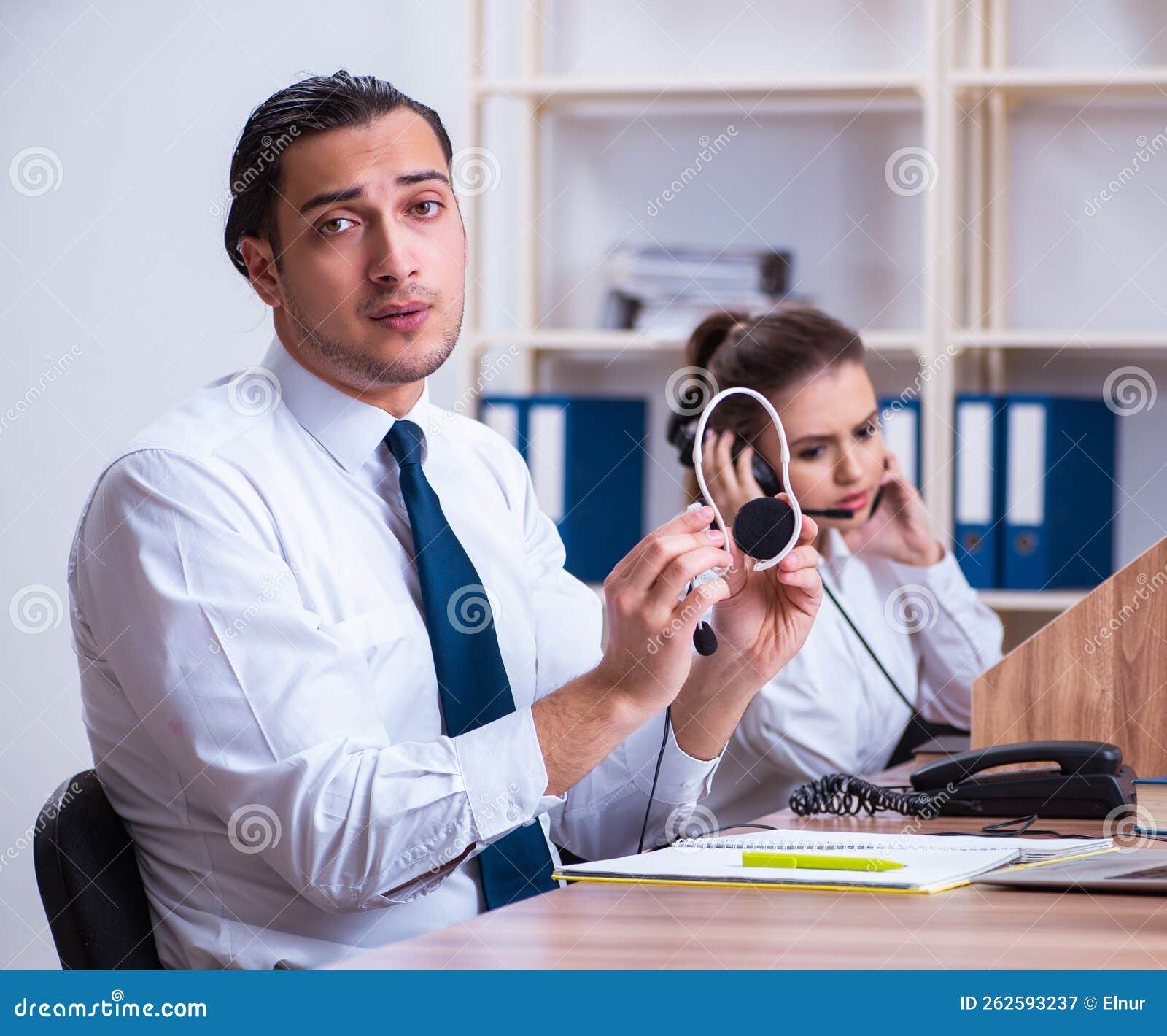 Call Center Operators Working in the Office Stock Image - Image of ...