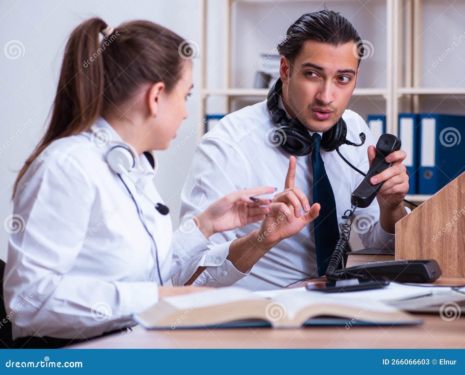 Call Center Operators Working in the Office Stock Image - Image of ...