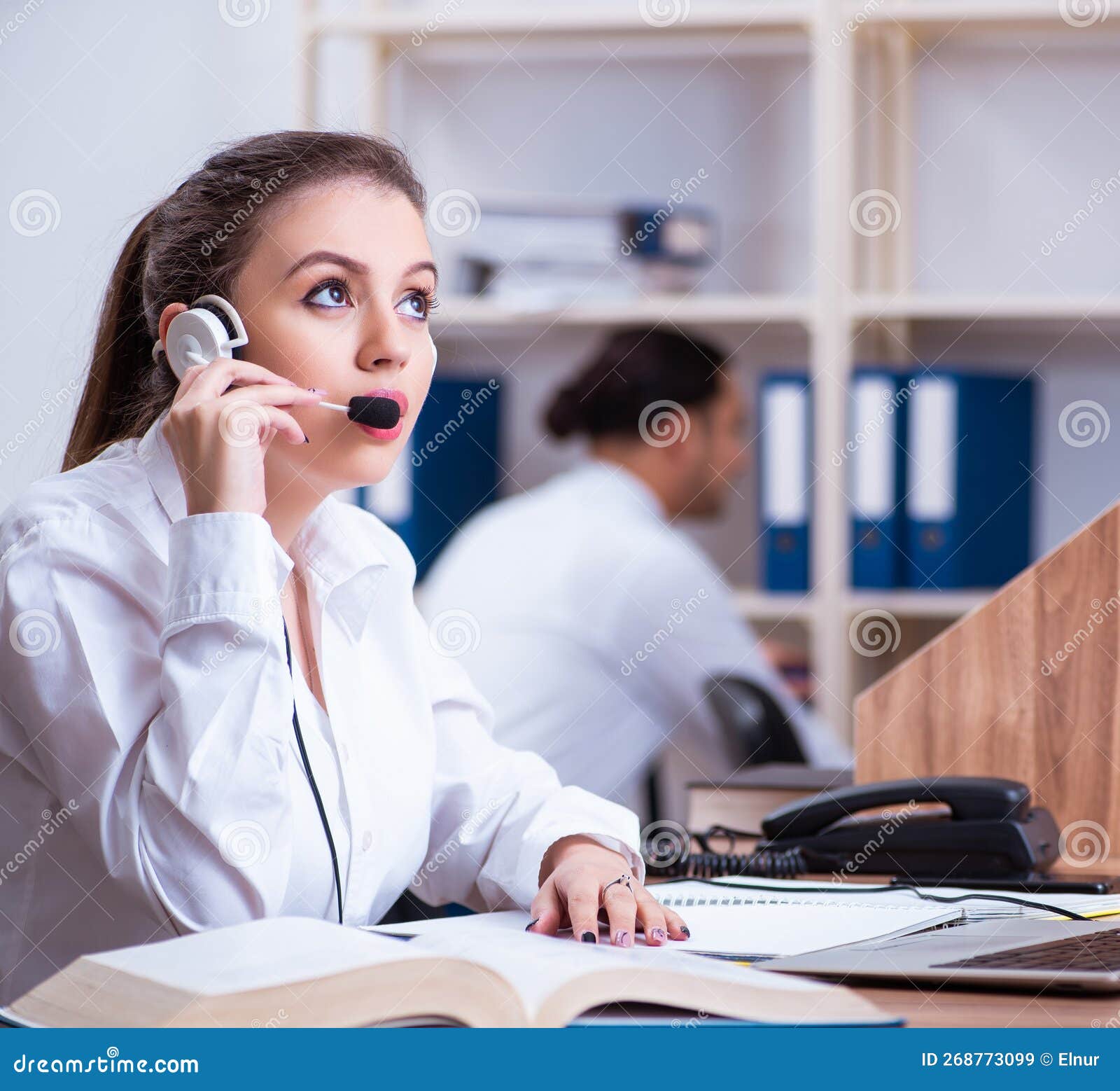 Call Center Operators Working in the Office Stock Image - Image of ...