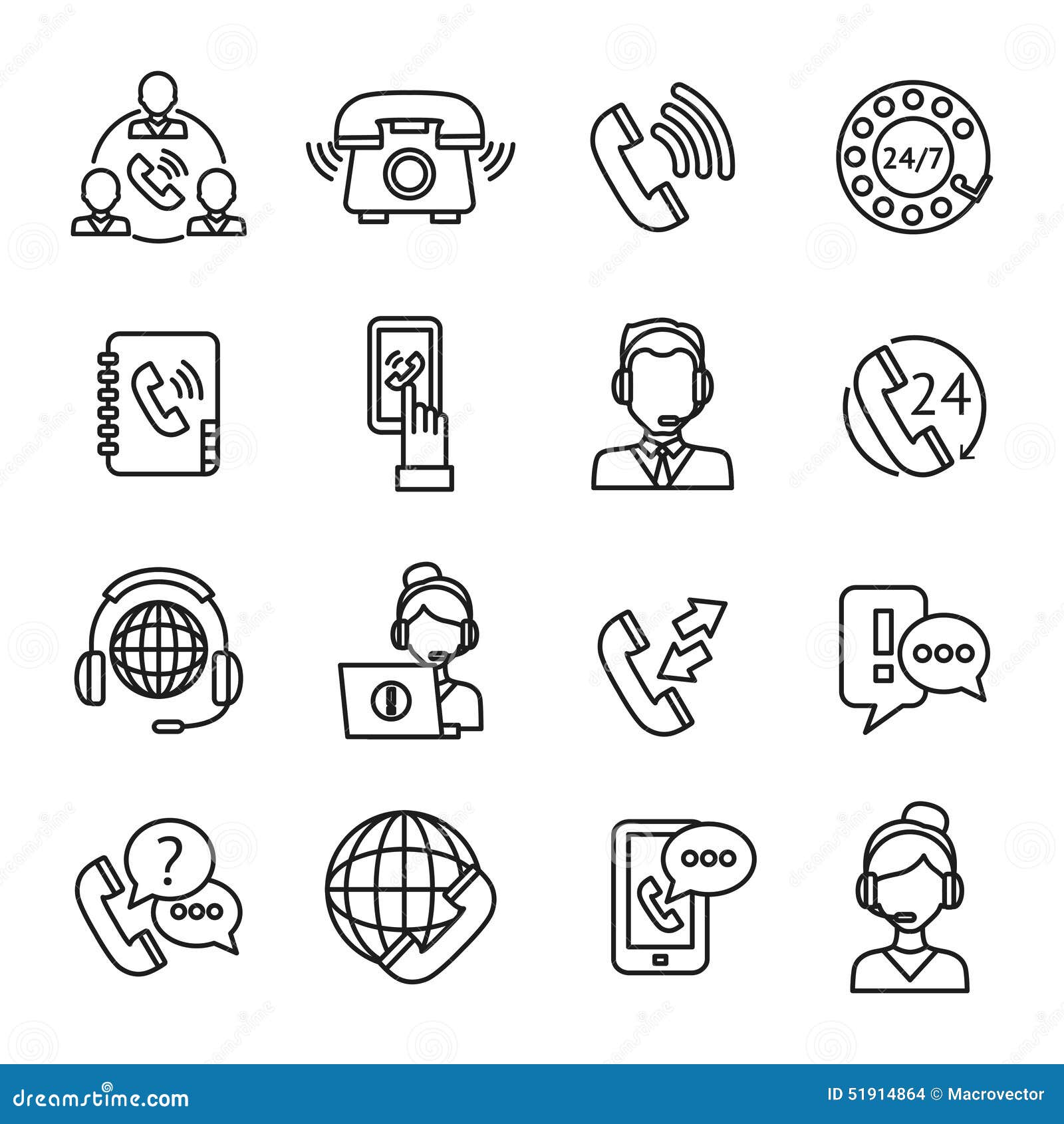 Call Center, Talk Bubble And Marketplace Line Icons Pack. For Web App ...