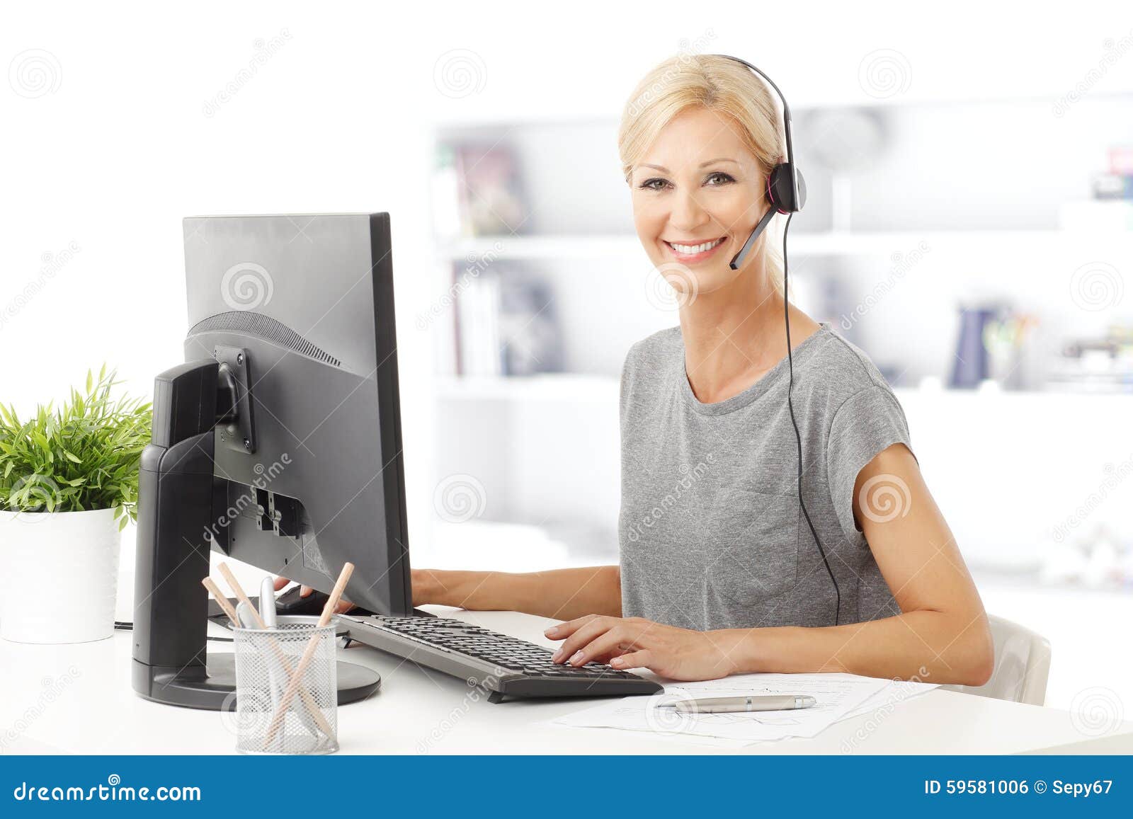 Call center stock photo. Image of service, headset, casual - 59581006