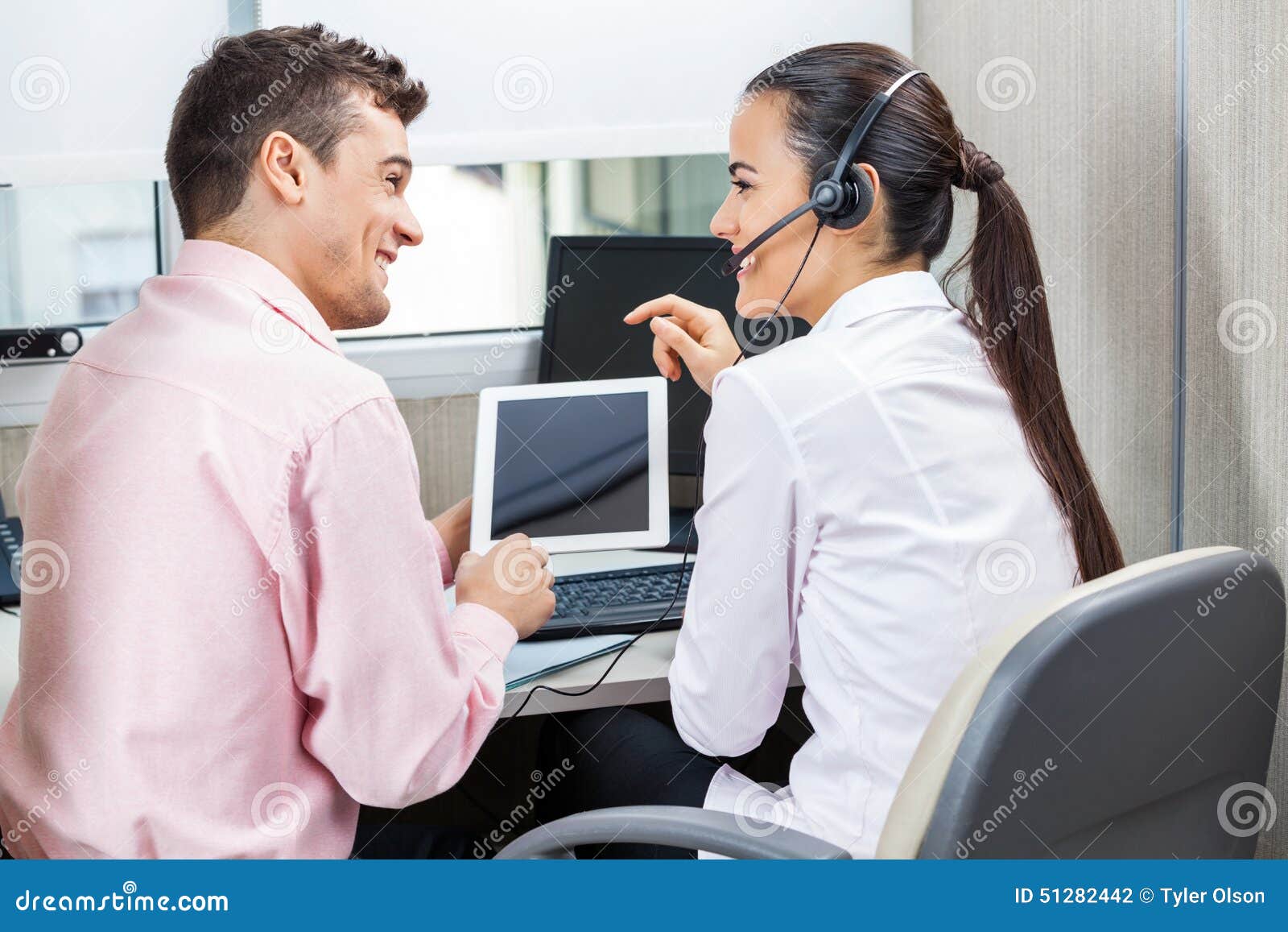 Call Center Representatives Using Tablet Computer Stock Photo - Image ...
