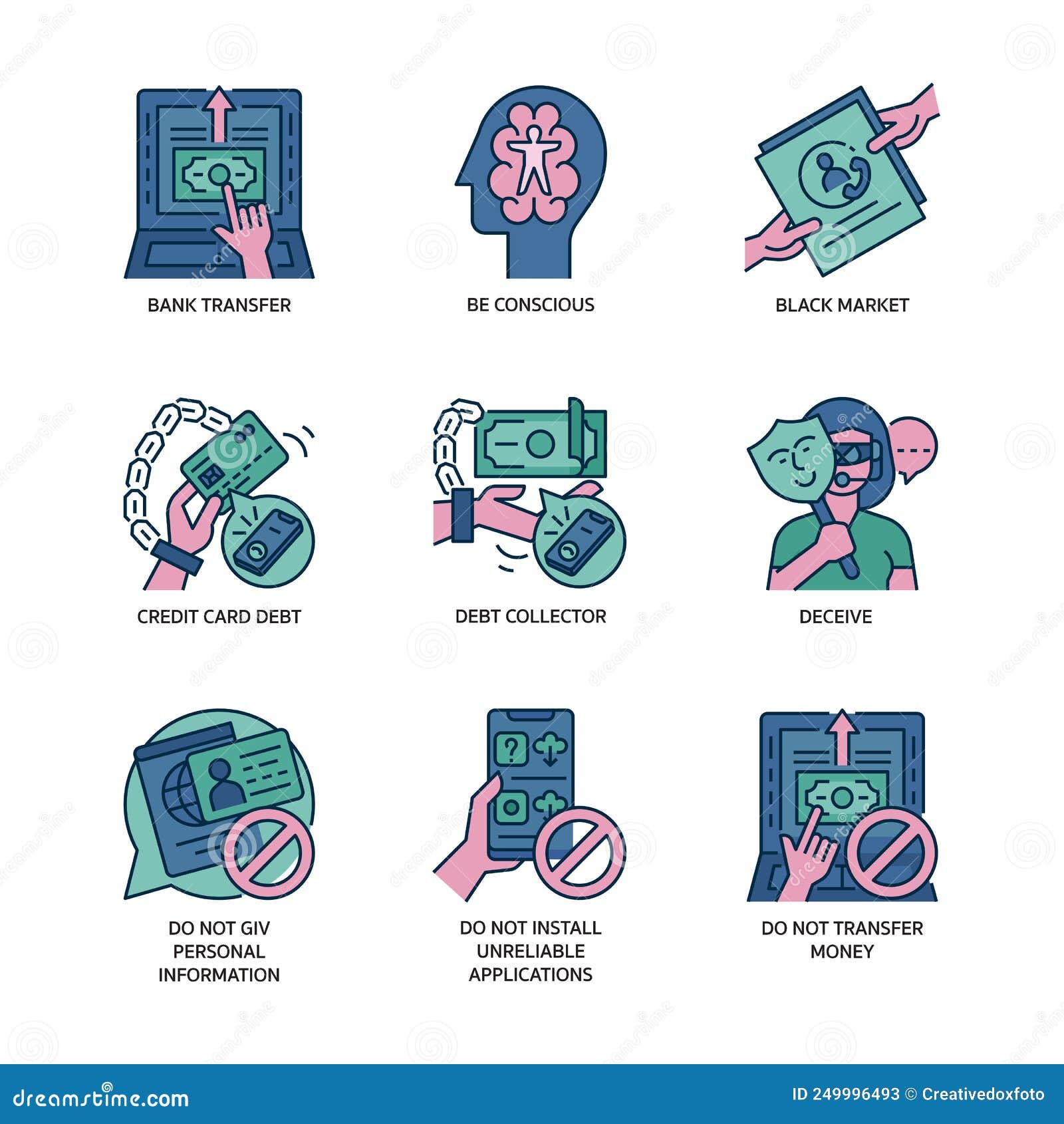 Call Center Scam Icon Set stock vector. Illustration of cybersecurity ...