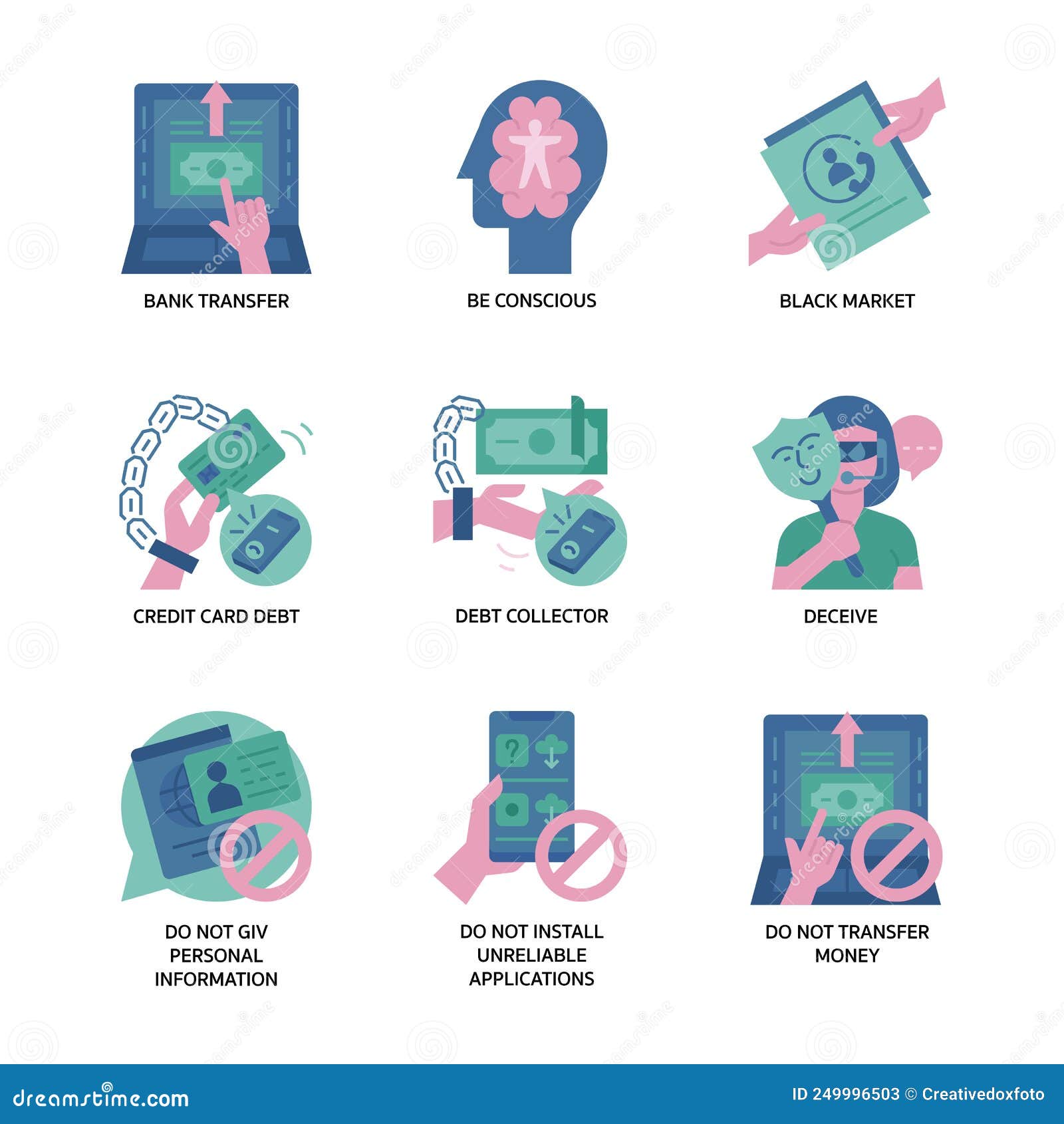 Call Center Scam Icon Set stock vector. Illustration of scammer - 249996503