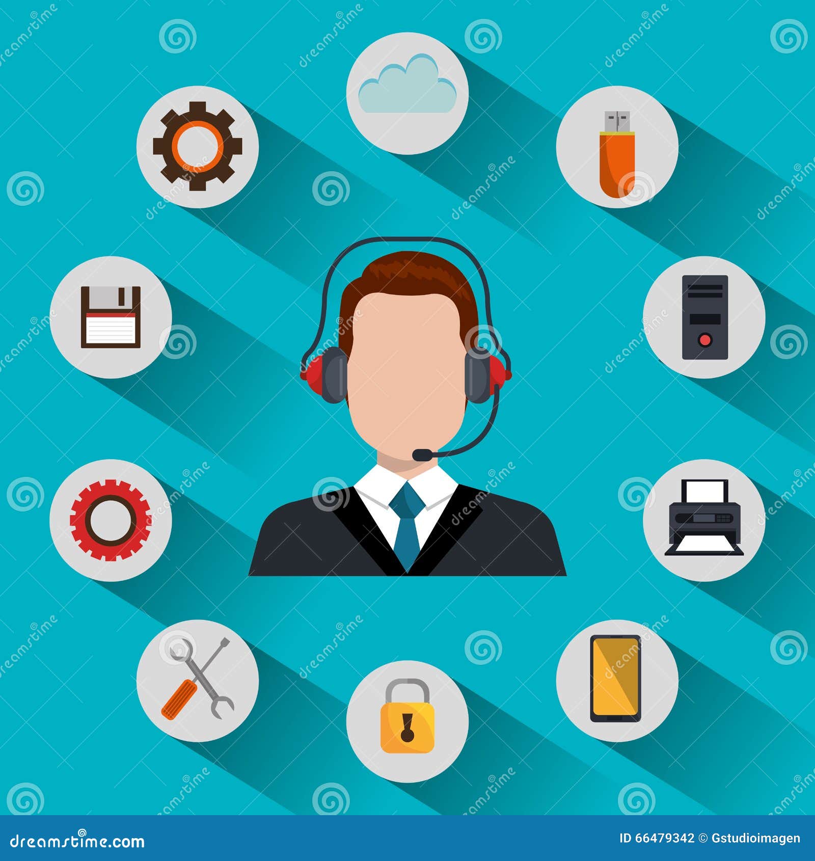 Call center service design stock illustration. Illustration of gear ...