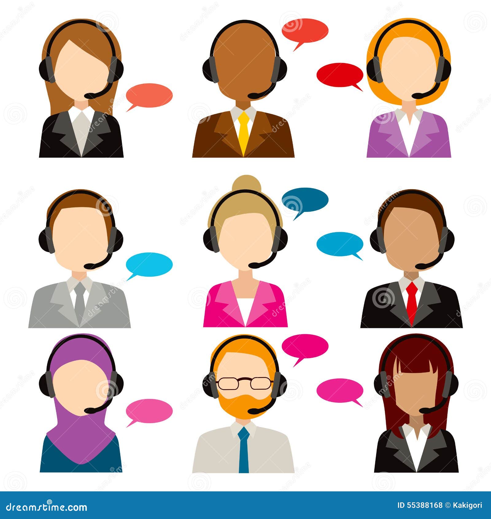 Call Center Service Diversity Icons Stock Vector - Illustration of ...