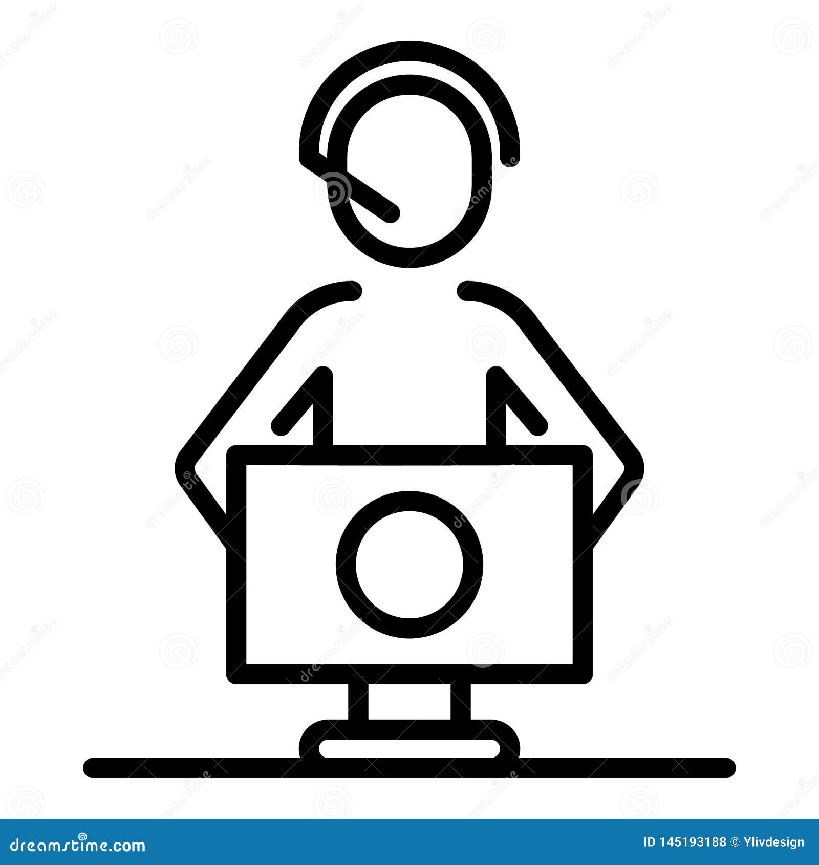Call Center Service Icon, Outline Style Stock Vector - Illustration of ...