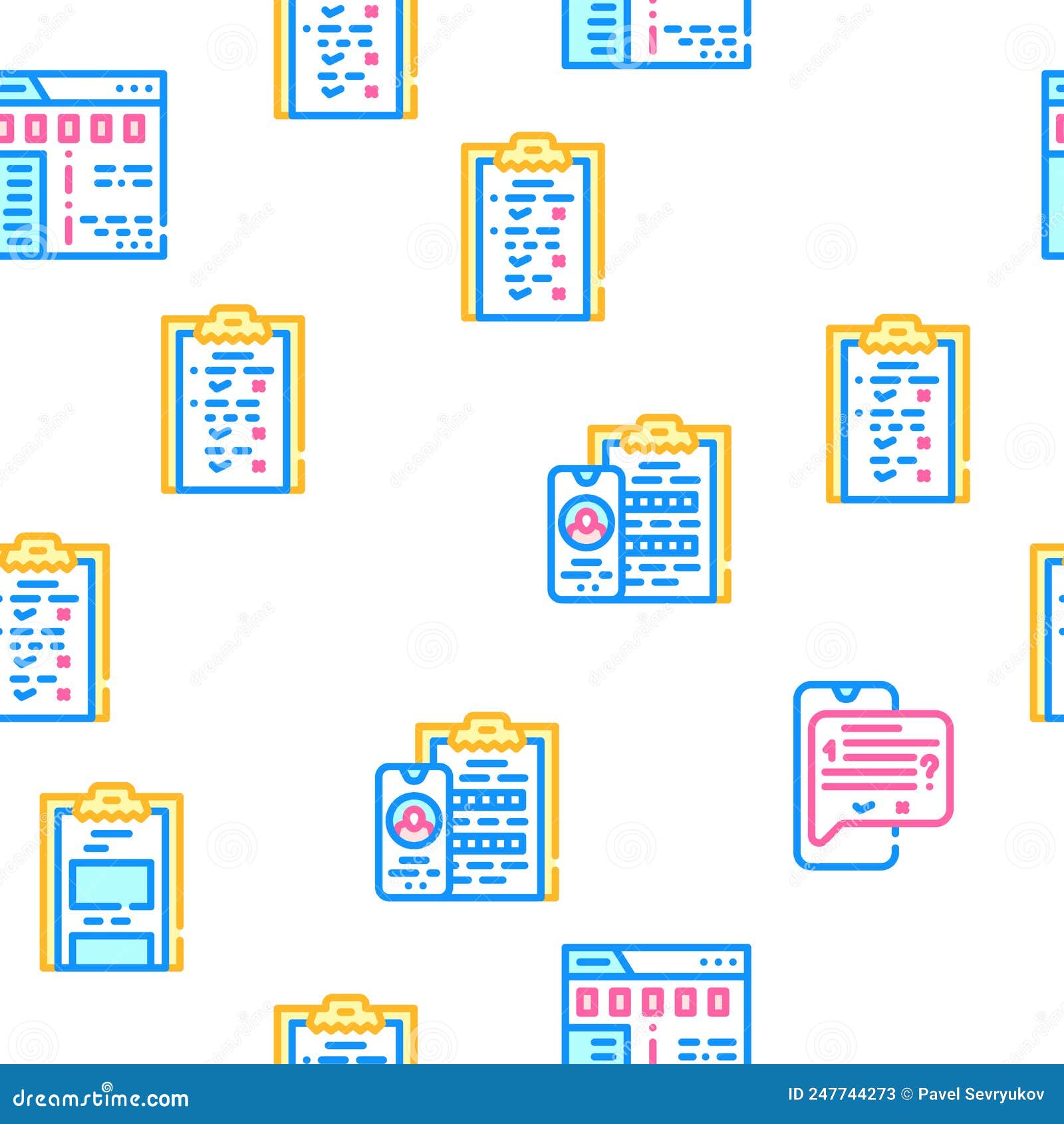 Call Center Service Vector Seamless Pattern Stock Vector - Illustration ...