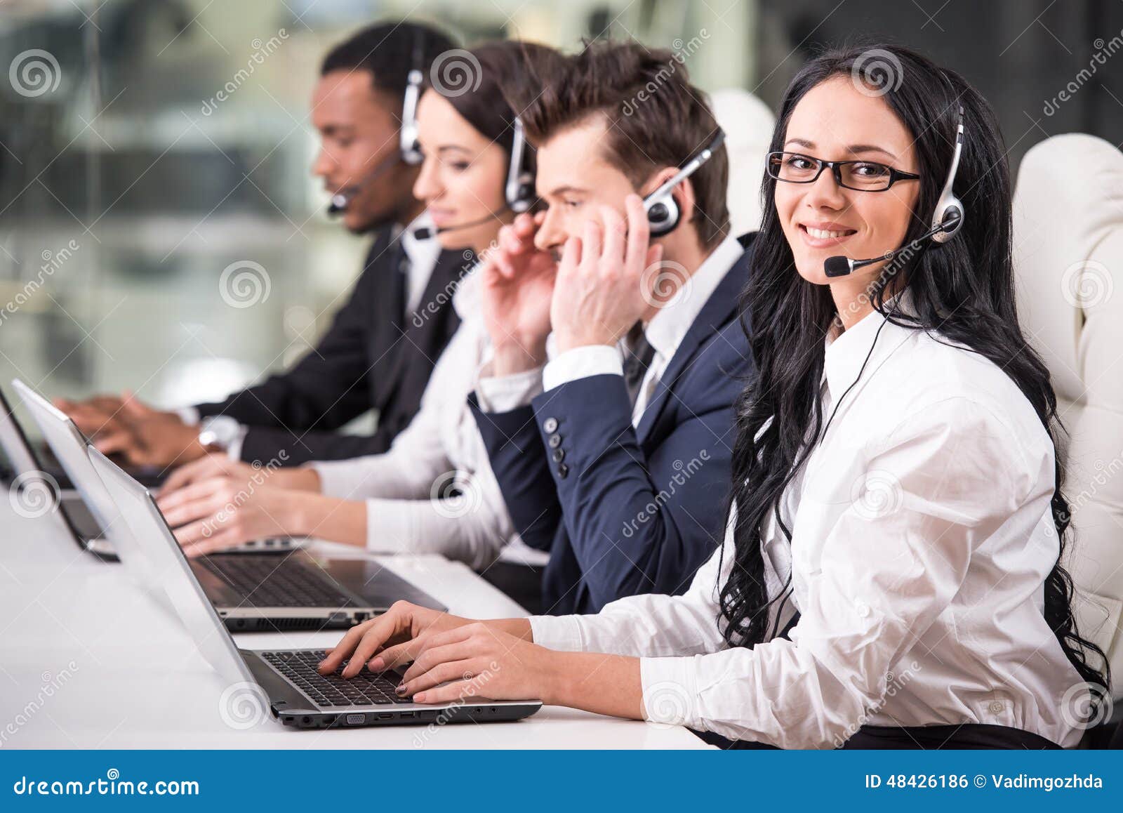 Call center stock photo. Image of corporate, indoors - 48426186
