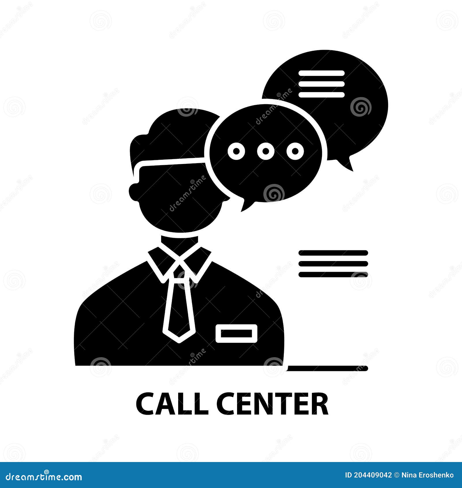 Call Center Sign Icon, Black Vector Sign with Editable Strokes, Concept ...