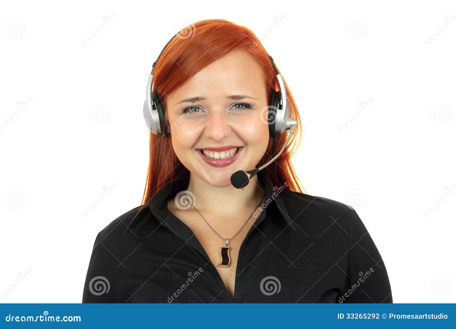 Call Center Smiling Operator with Phone Headset Stock Photo - Image of ...