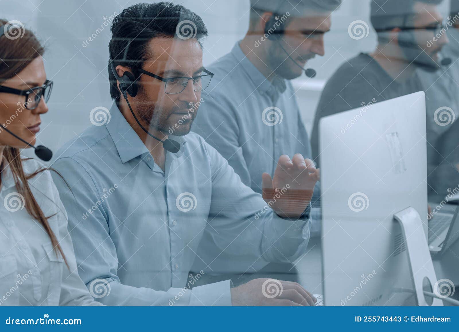 Call Center Staff at the Workplace in the Office Stock Image - Image of ...