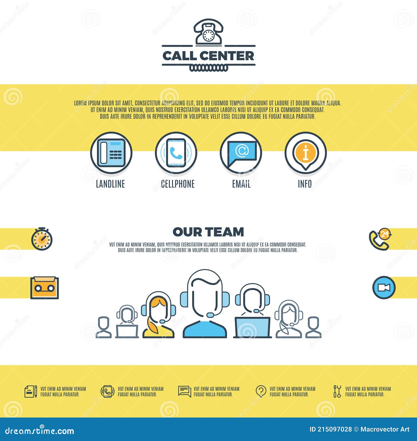 Call Center Support, Customer Service. Vector Web Page Design Template ...