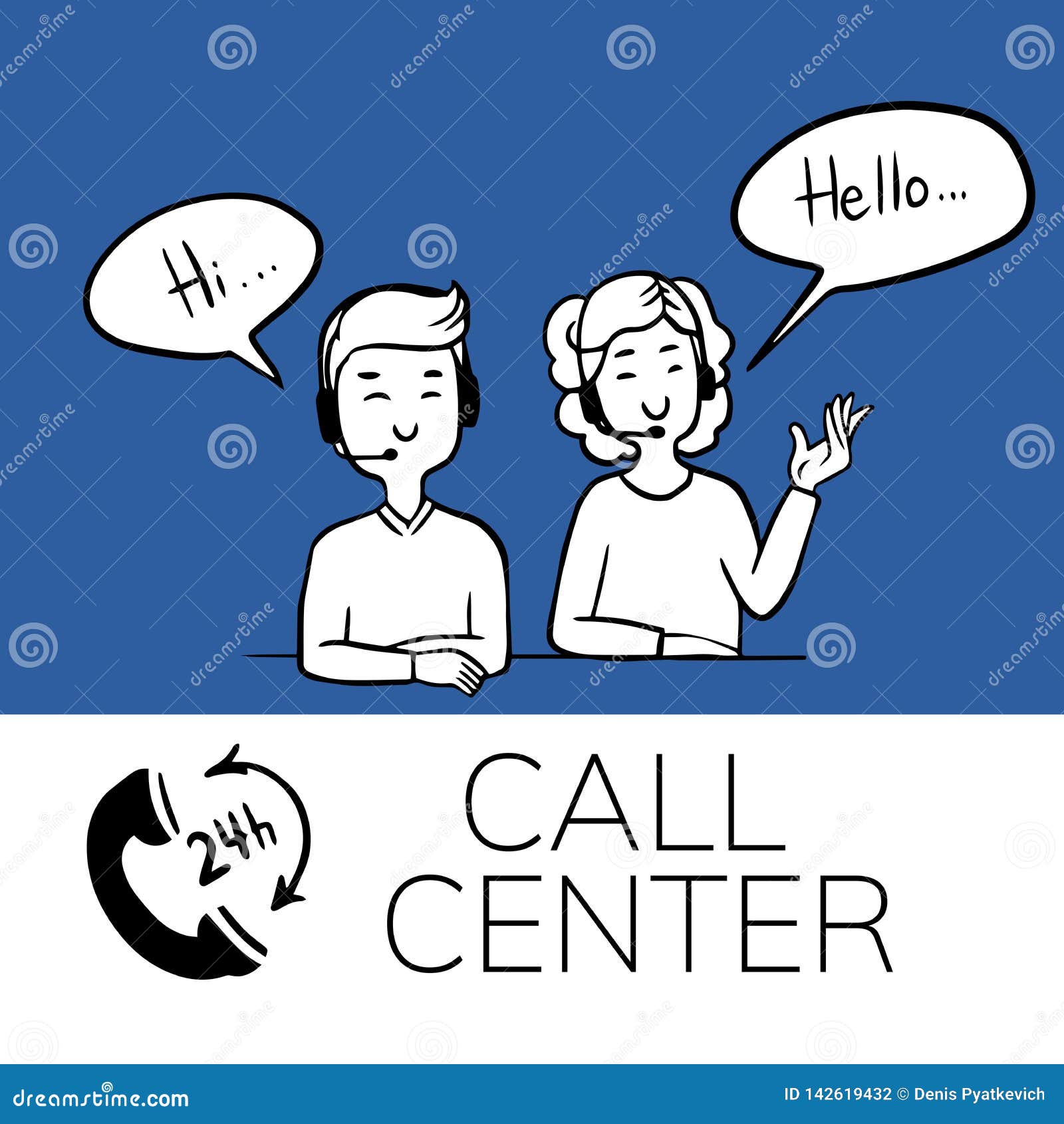 Call Center Support Emblem, Doodle Stock Vector - Illustration of ...