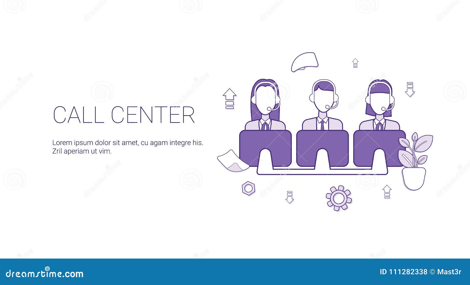 Call Center Support Service Template Web Banner with Copy Space Stock ...