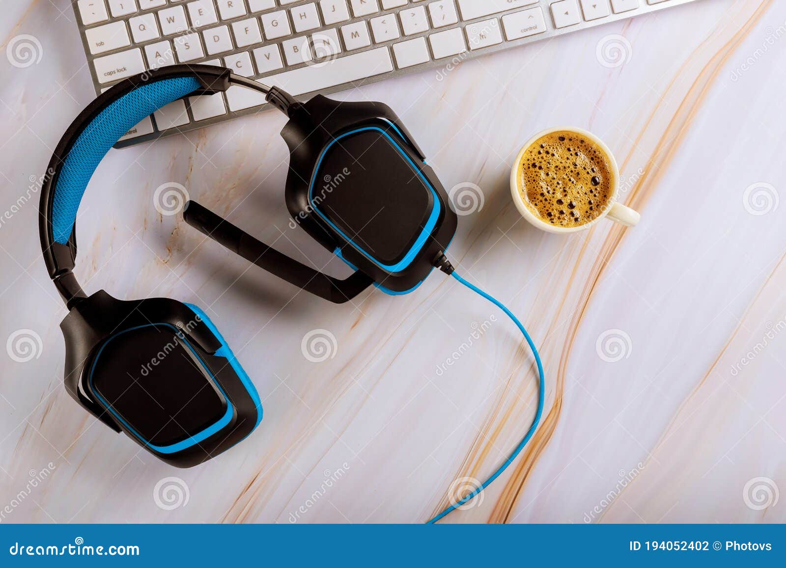 Call Center Support Table with Headset Headphones with Microphone ...