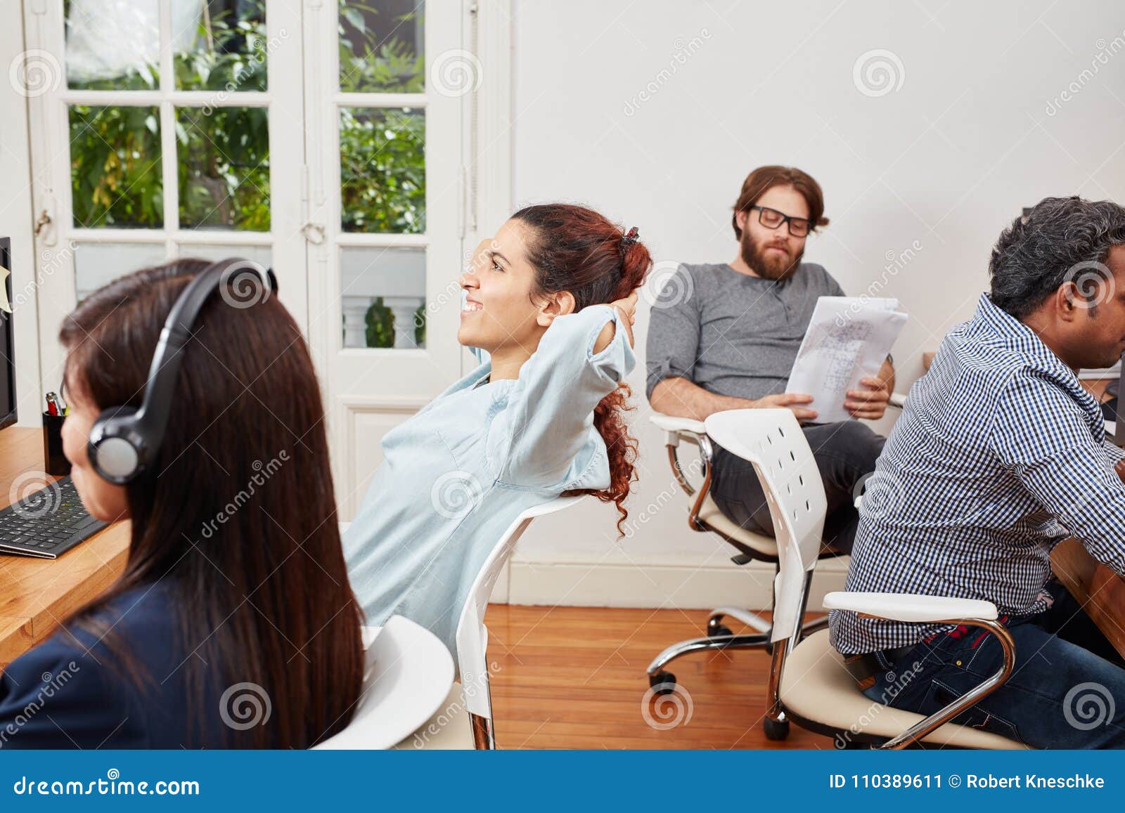 Call center team servicing stock image. Image of communication - 110389611