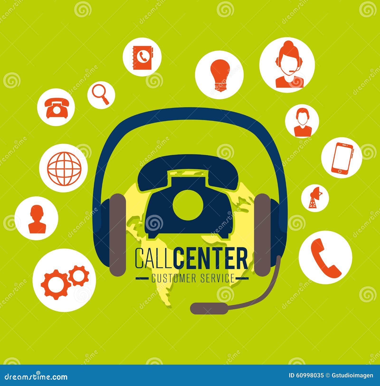 Call Center and Technical Support Stock Vector - Illustration of center ...