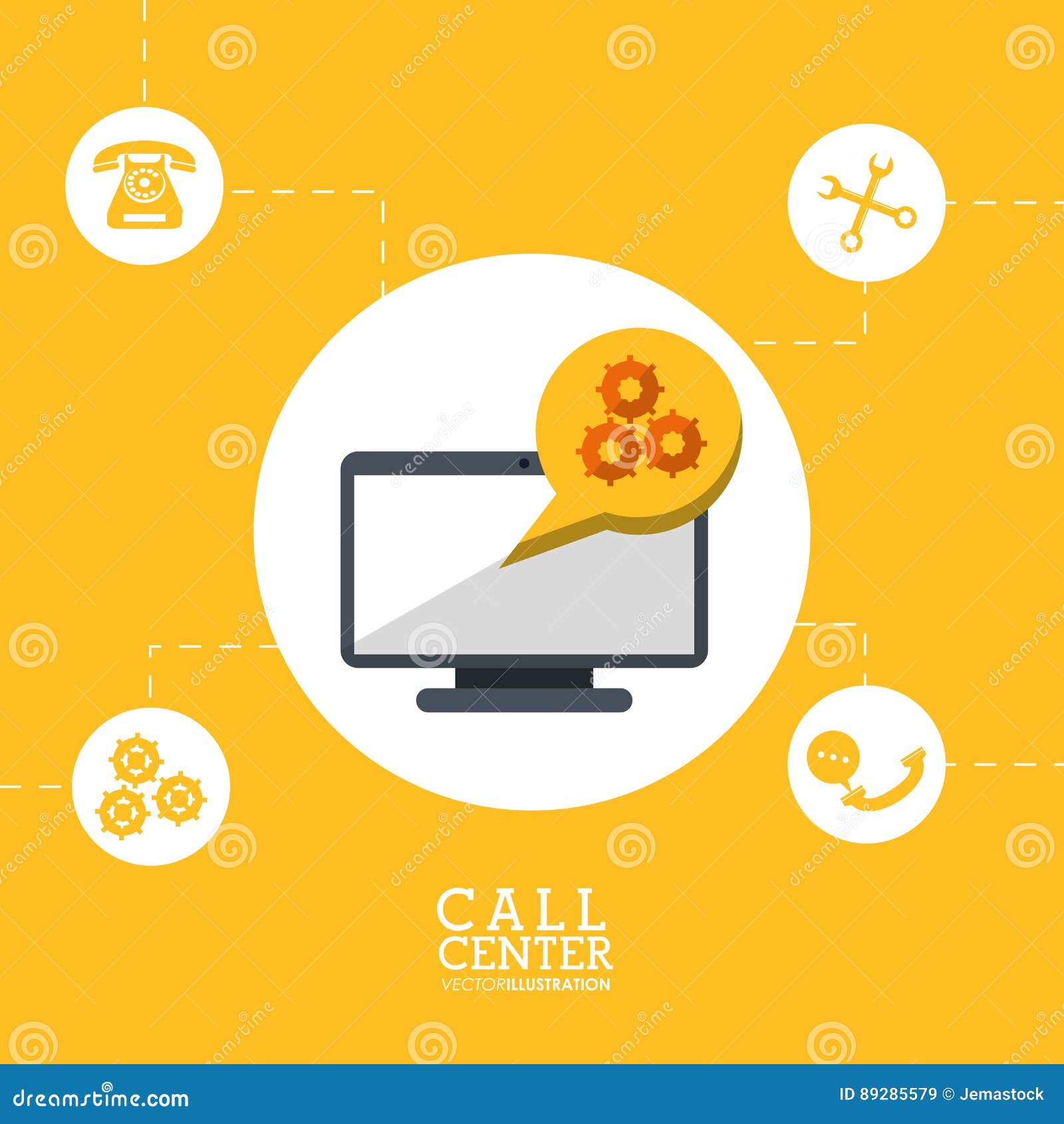 Call Center Technology Gear Work Cooperation Stock Illustration ...