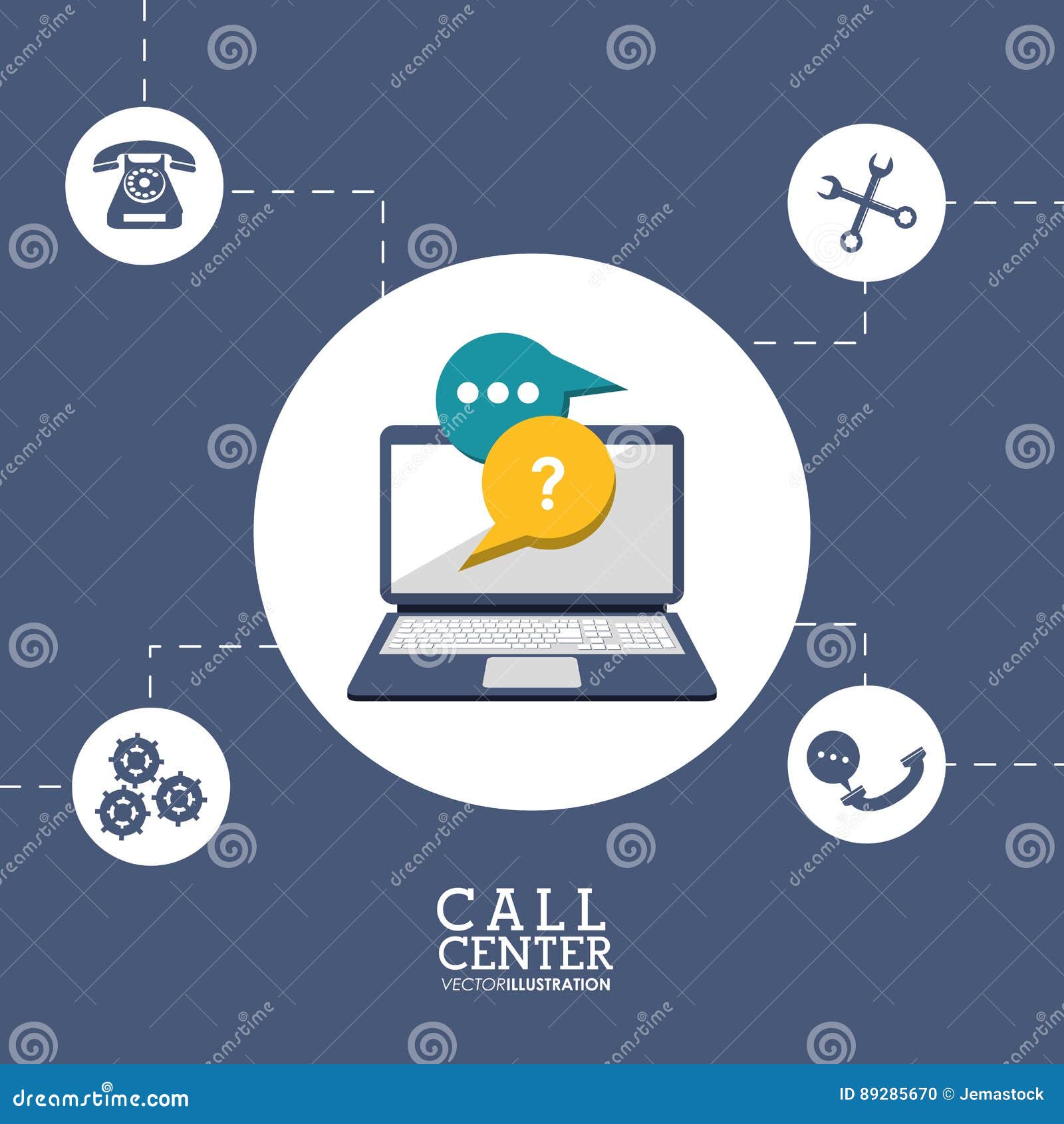 Call Center Technology Tool Stock Illustration - Illustration of ...