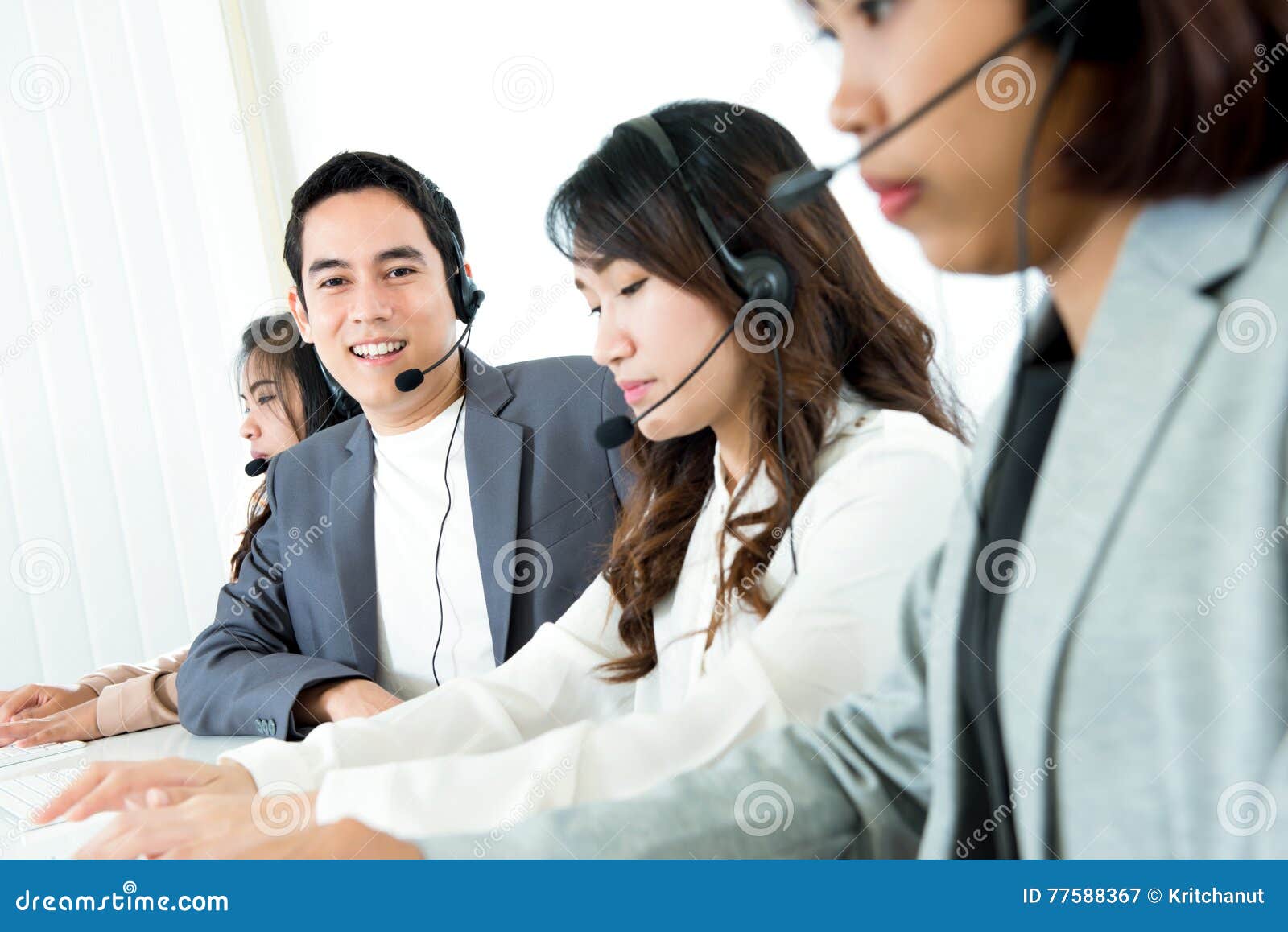 Call Center Telemarketer or Operator Team Stock Image - Image of broker ...