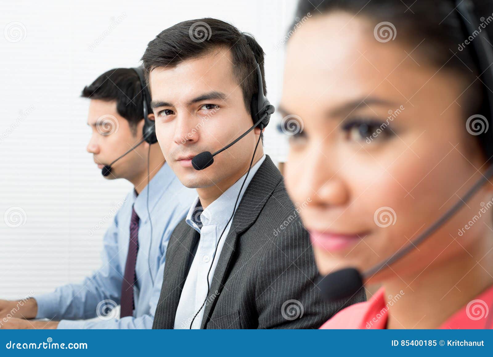 Call Center Telemarketer Team Stock Image - Image of support, male ...