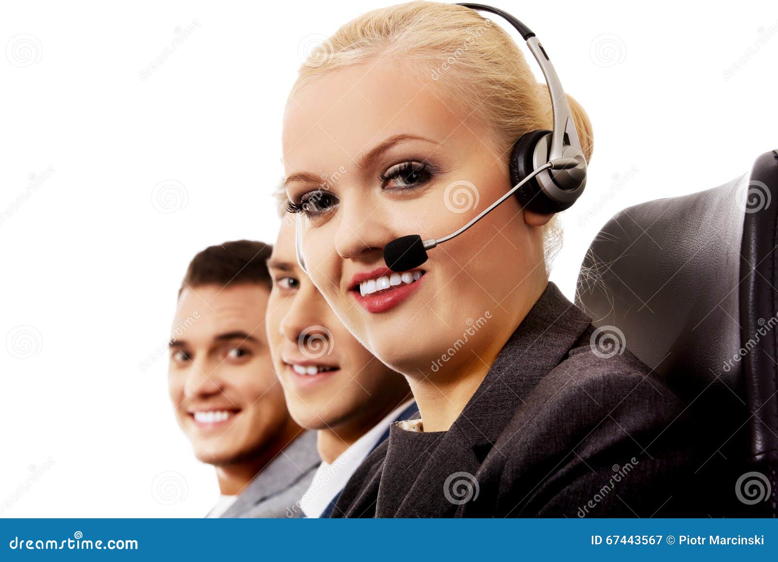 Call Center- Three Smile People Stock Image - Image of colleague ...