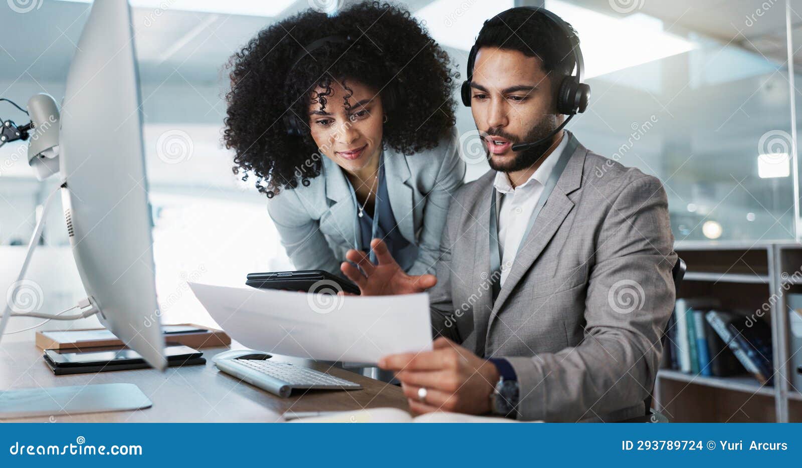 Call Center, Training and Learning in Office with Mentor, Technical ...