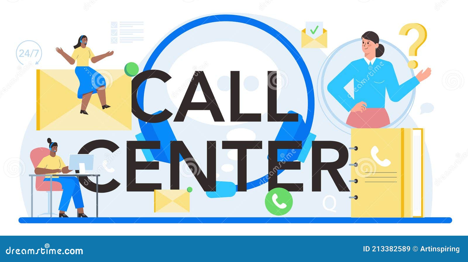 Call Center Typographic Header. Idea of Customer Service or Technical ...