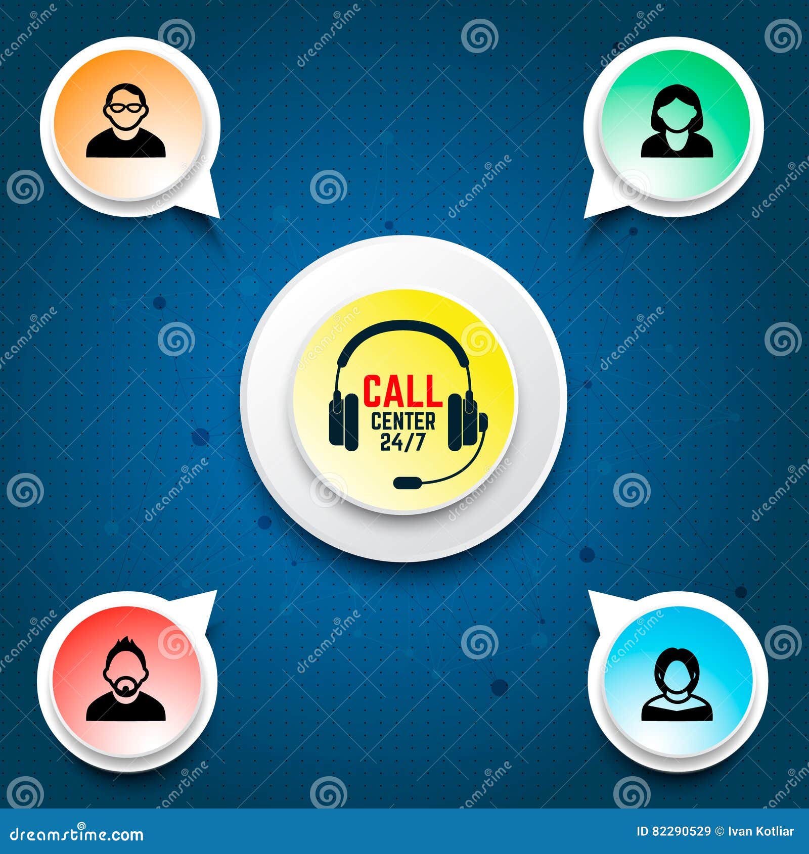 Call Center User Support. Design Elements for Infographic, Motion ...