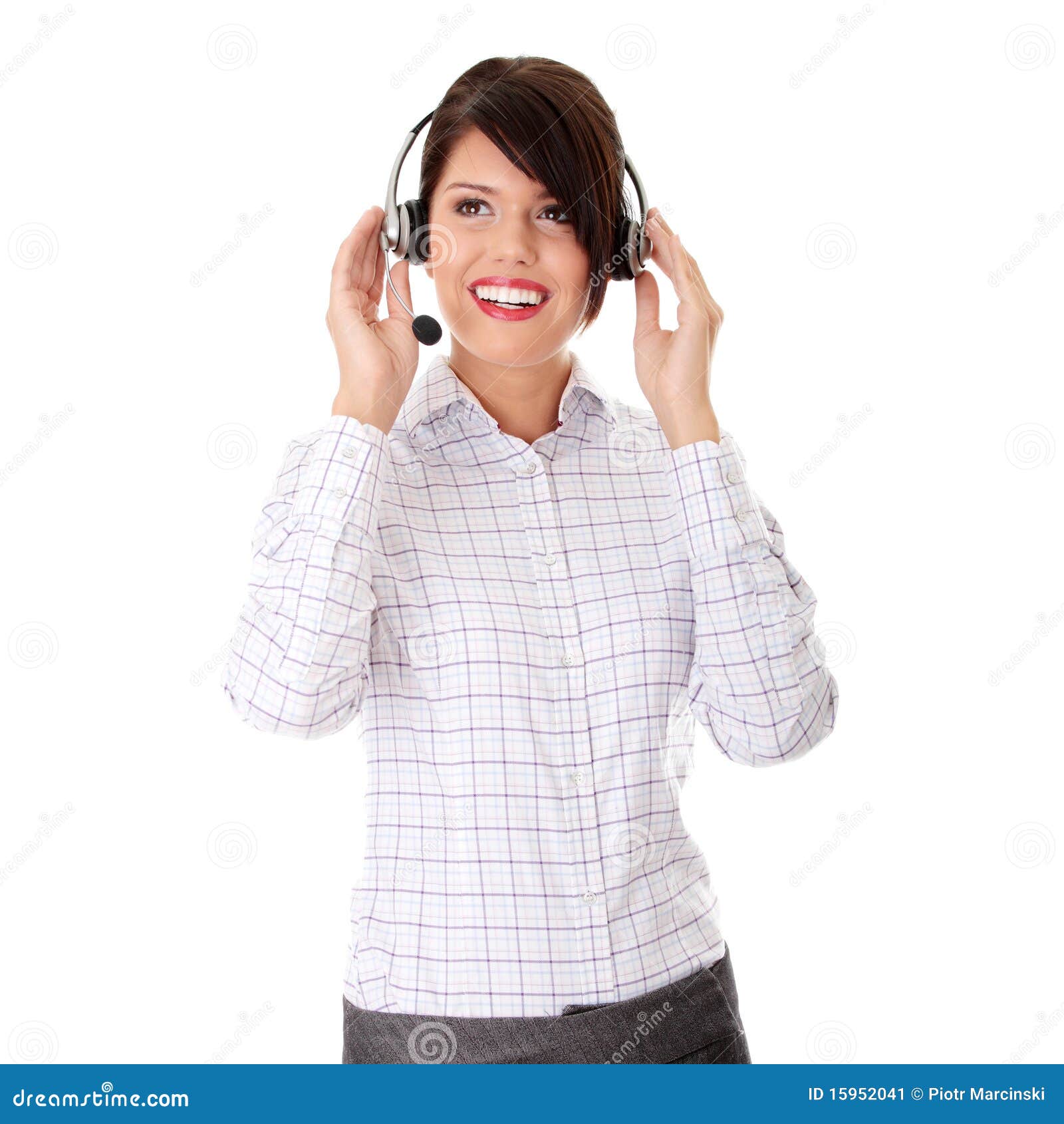 Call center woman stock image. Image of isolated, microphone - 15952041