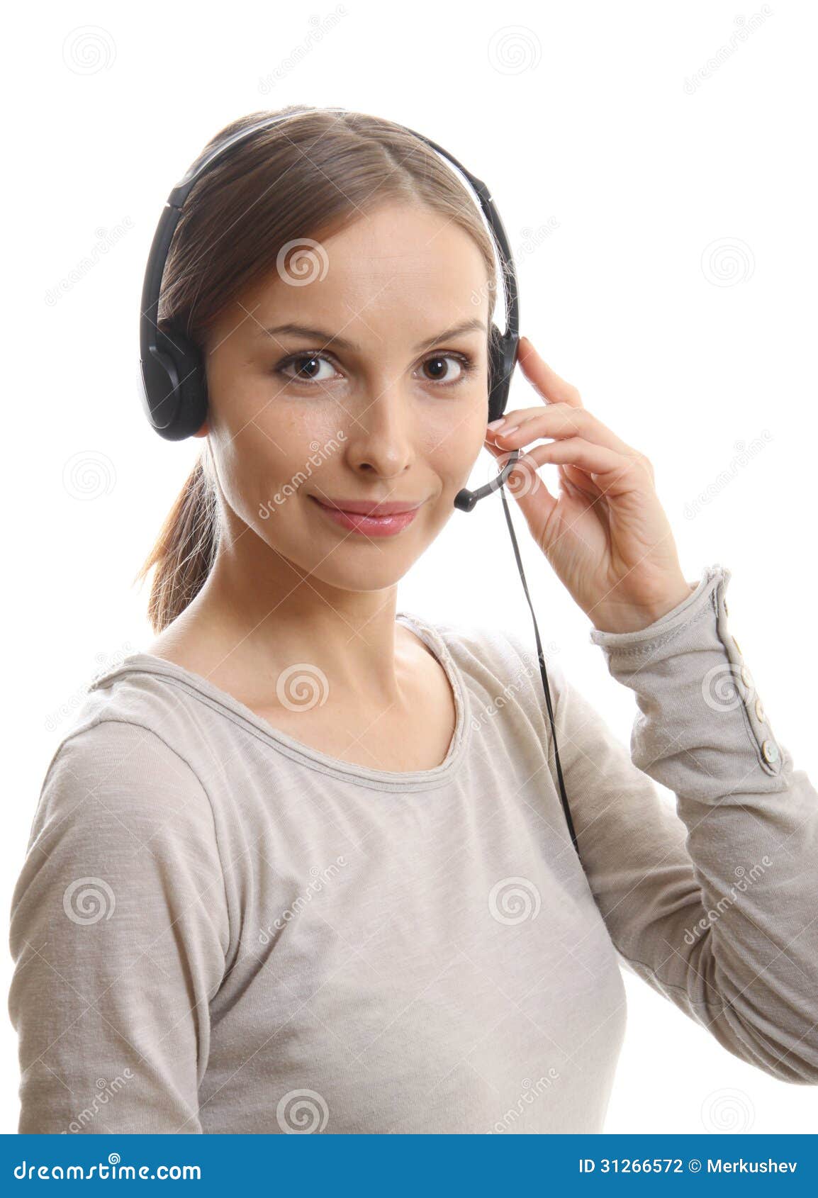 Call Center Woman stock photo. Image of microphone, businesswoman ...