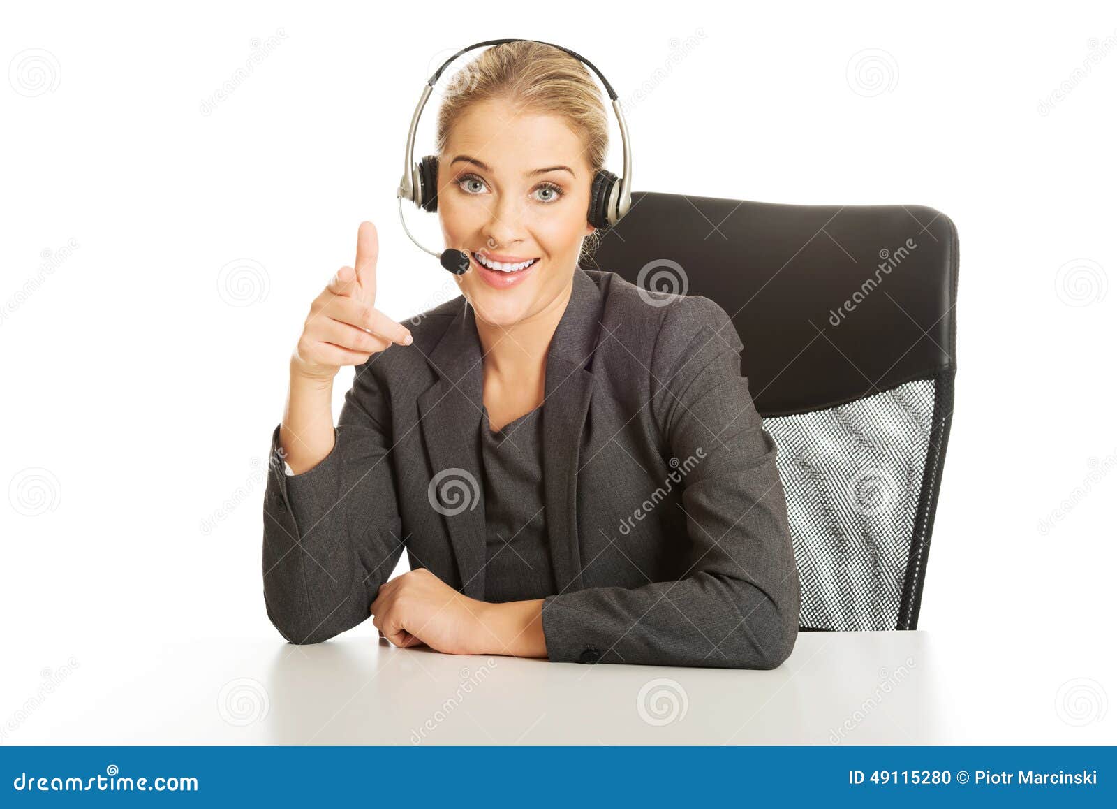 Call Center Woman Sitting at the Desk Stock Photo - Image of attractive ...