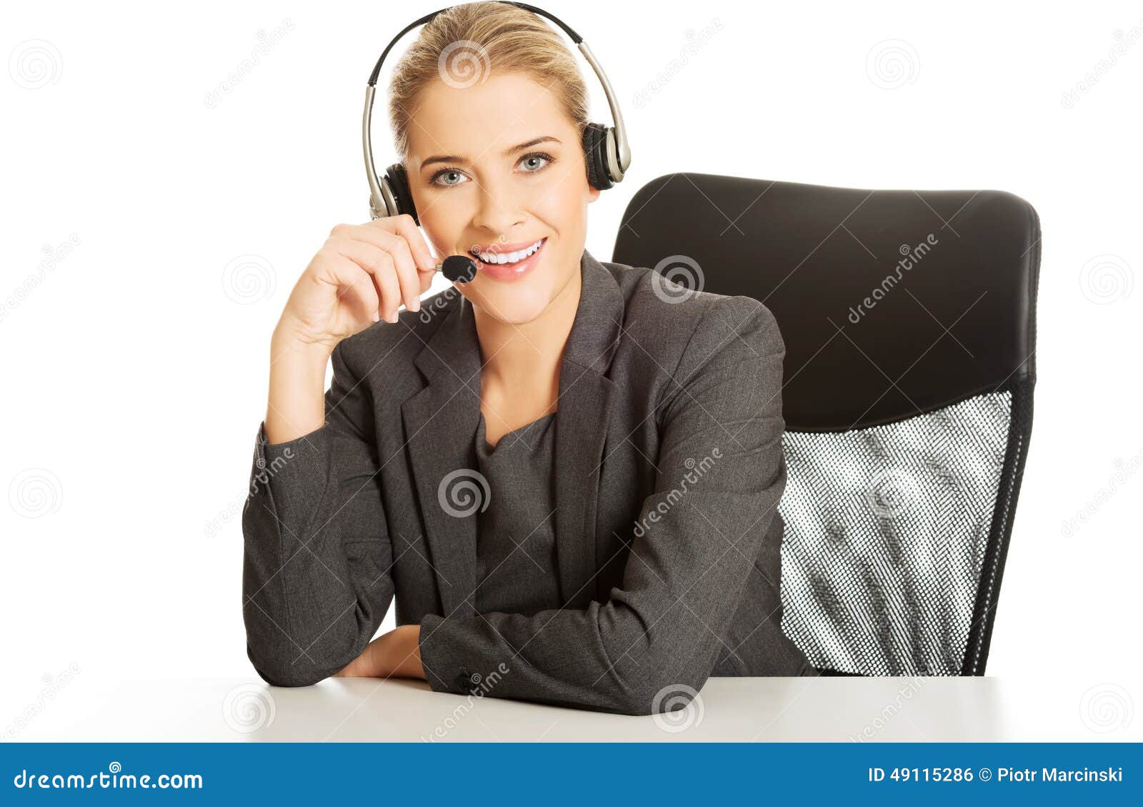 Call Center Woman Sitting at the Desk Stock Photo - Image of corporate ...