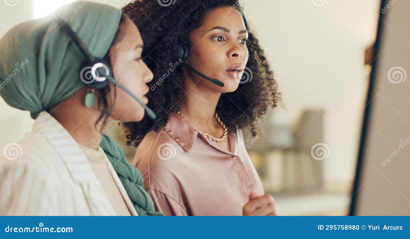 Call Center Women, Computer and Together for Coaching with Error ...