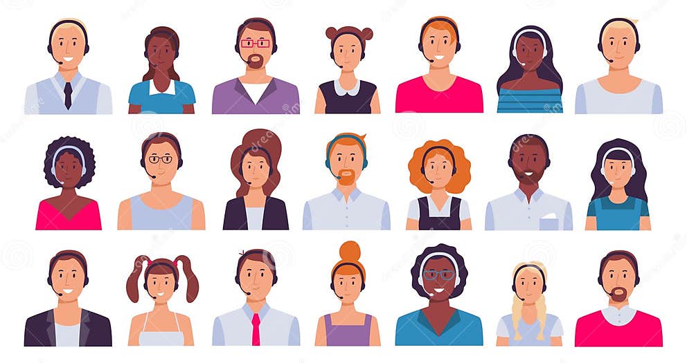 Call Center Worker. Customer Support Assistant, Secretary Workers and ...