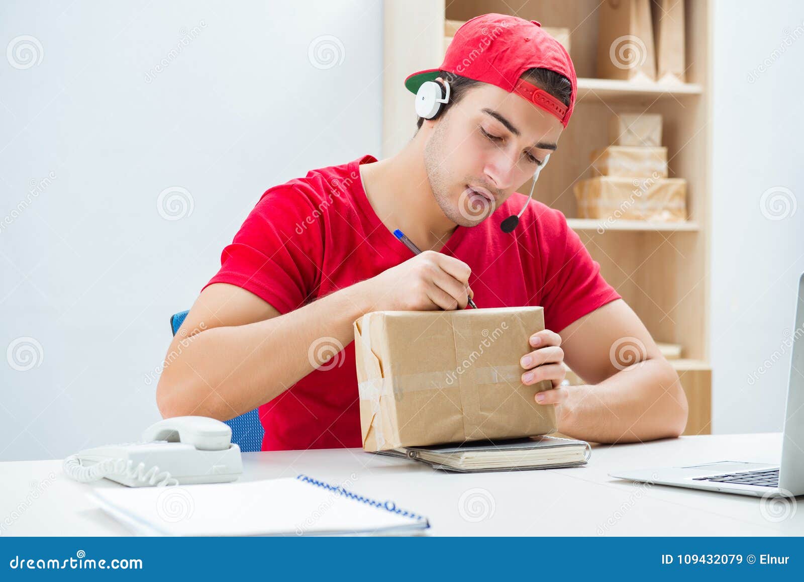 The Call Center Worker at Parcel Distribution Center in Post Office ...